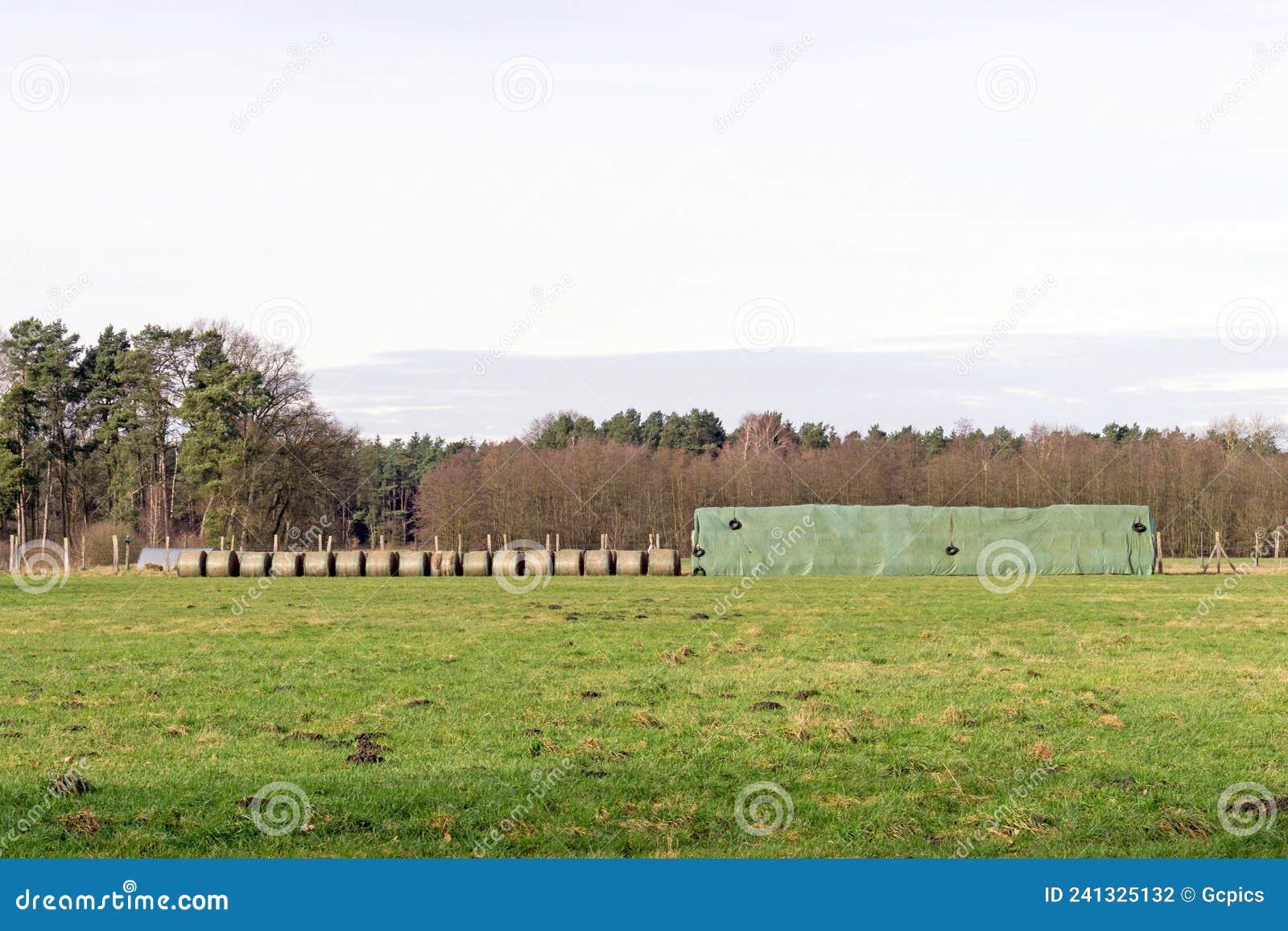 A Waterproof Covered Stack of Hay Bales Standing in a Field Stock Photo ...