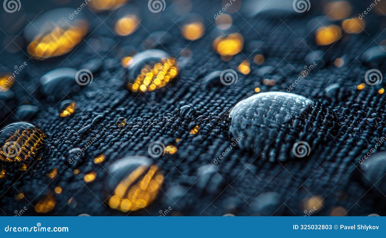 The Waterproof Fabric, Water Drops on the Cloth Stock Image - Image of ...