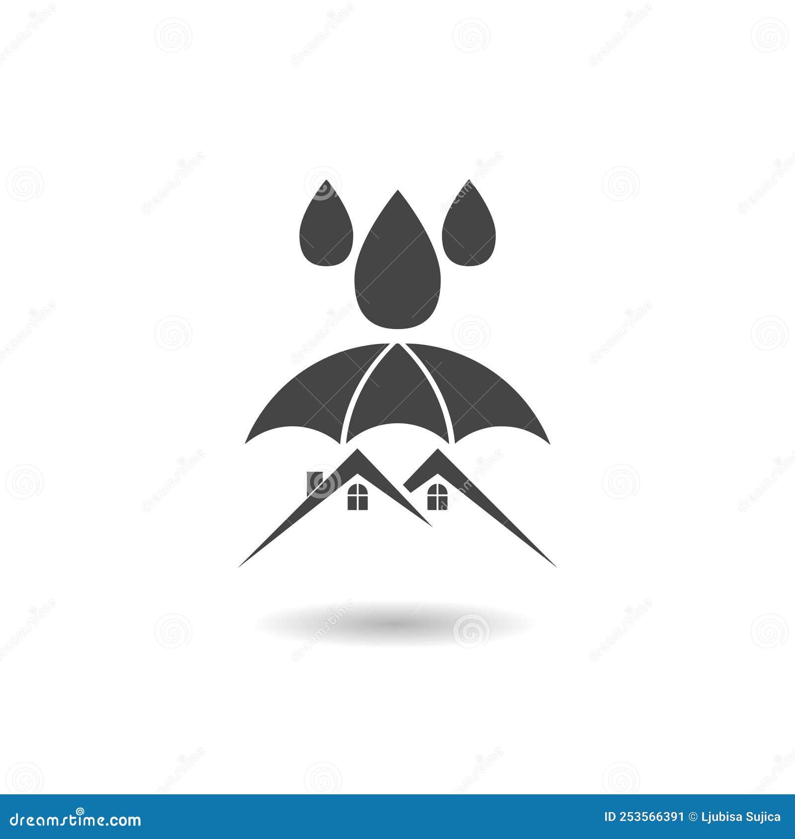 Waterproof House Logo Icon with Shadow Stock Vector - Illustration of ...