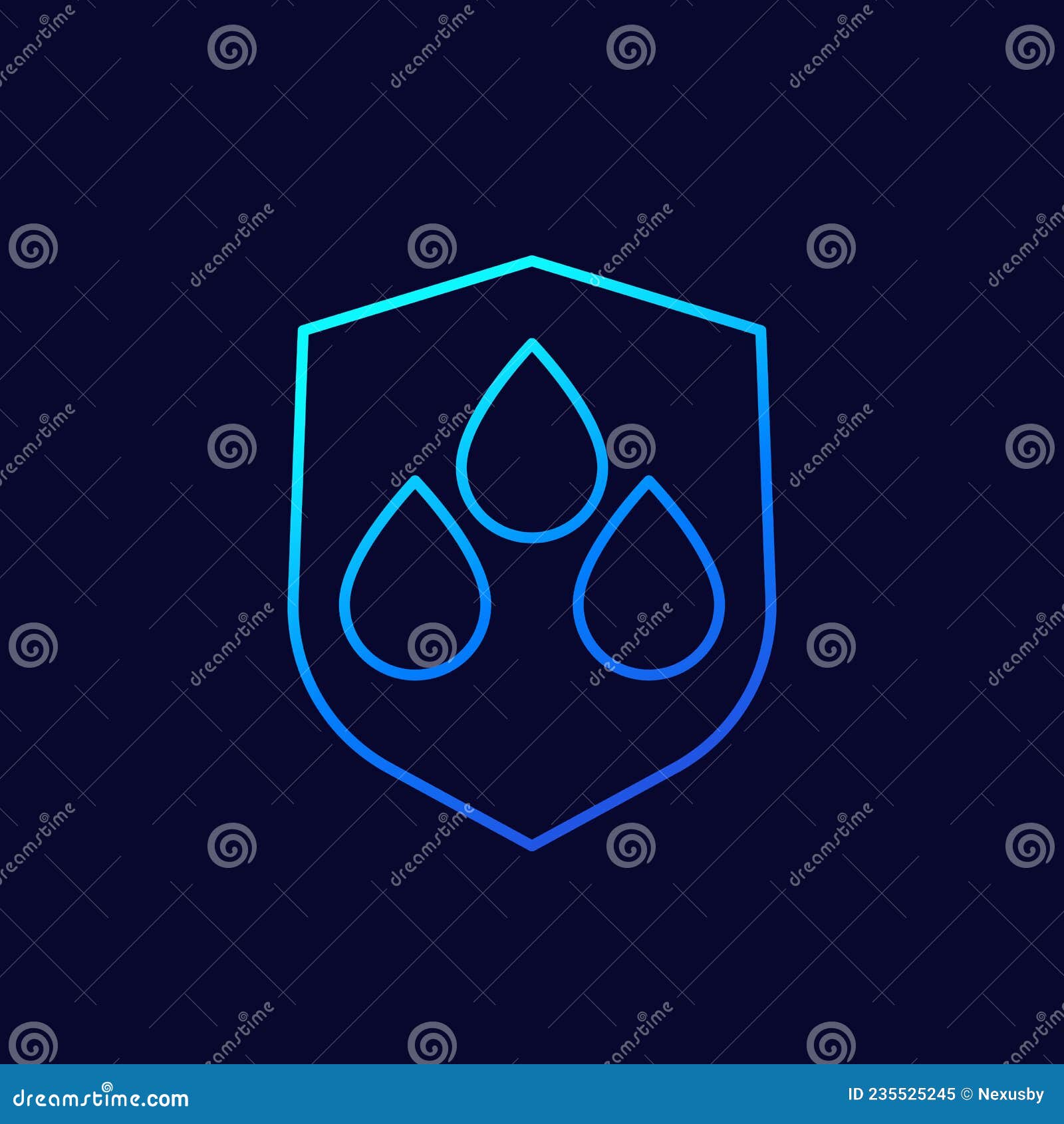 Waterproof Icon, Shield and Water Drops, Line Stock Vector ...