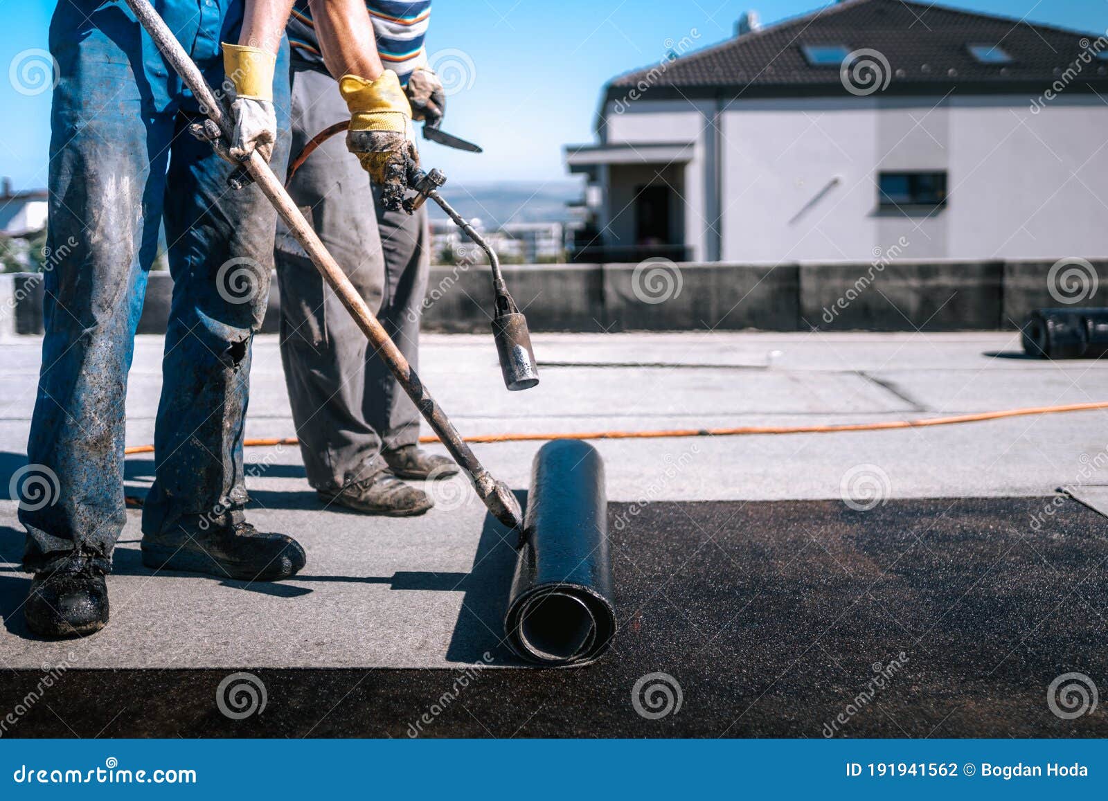 Waterproof Insulation Installation at New House Construction Stock ...