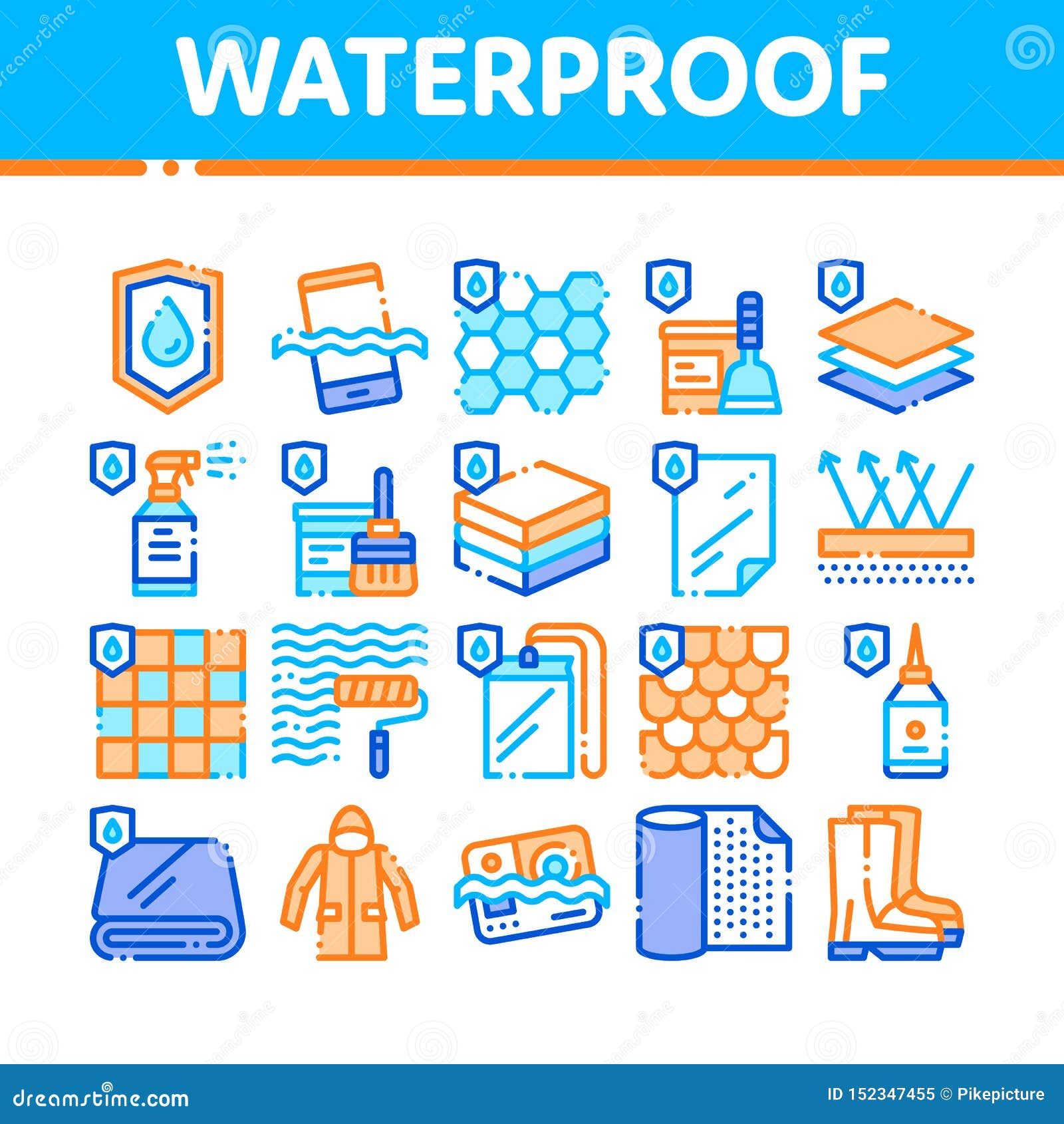 Waterproof Materials Vector Thin Line Icons Set Stock Vector ...