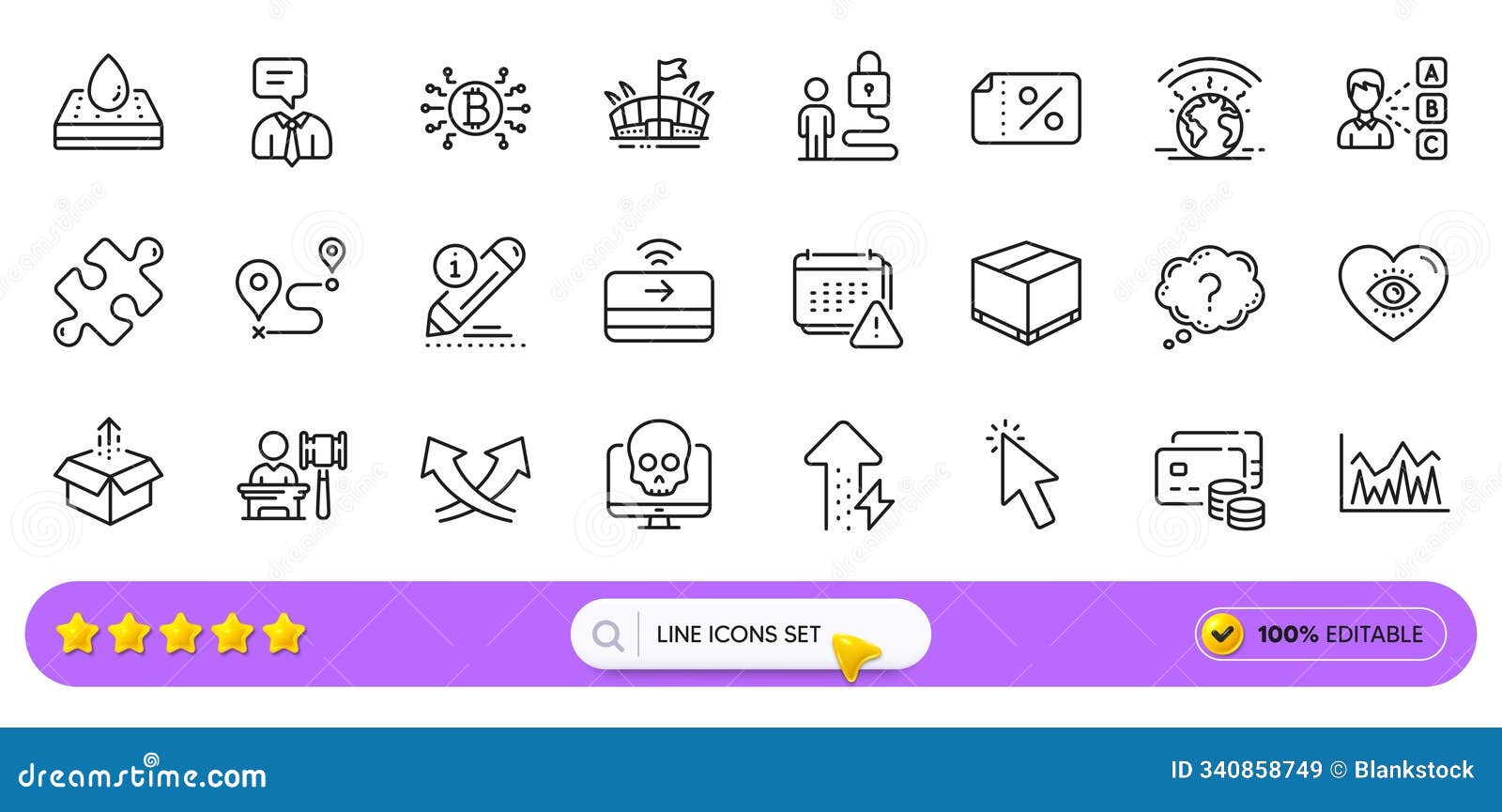 Waterproof Mattress, Group And Wash Hand Line Icons. For Web App ...