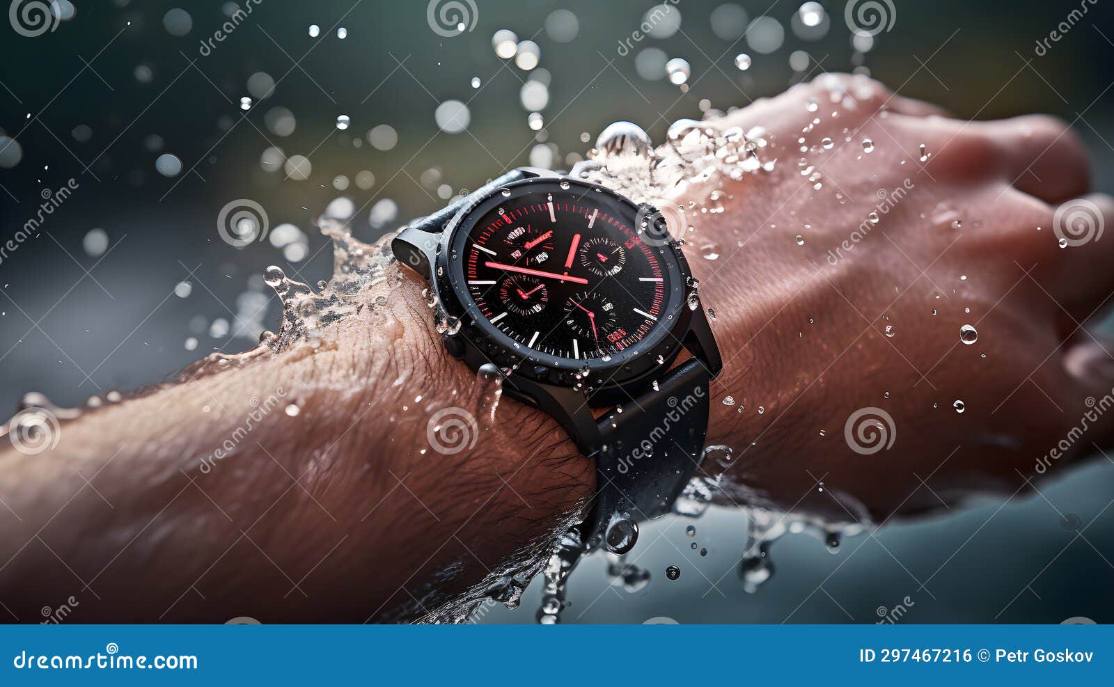 Waterproof Smartwatch on Mans Hand Stock Photo - Image of closeup ...