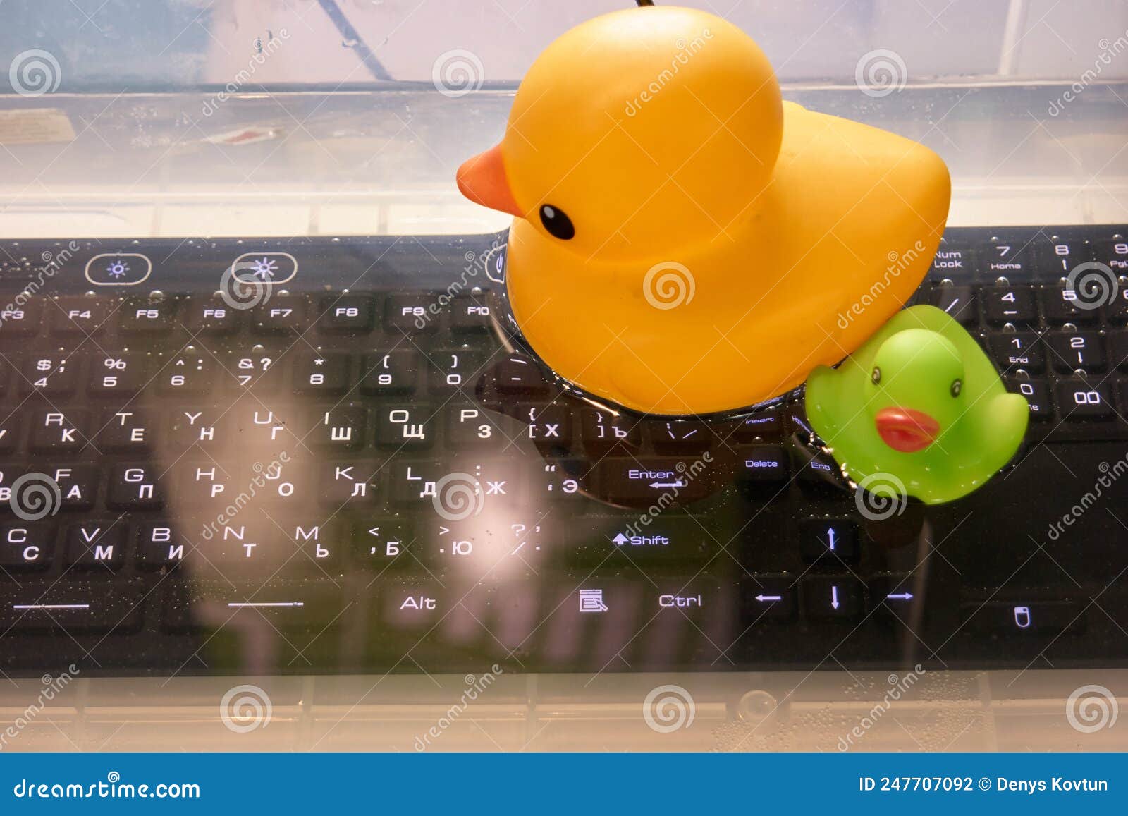 Waterproof Underwater Keyboard. Stock Photo - Image of letters, bubbles ...