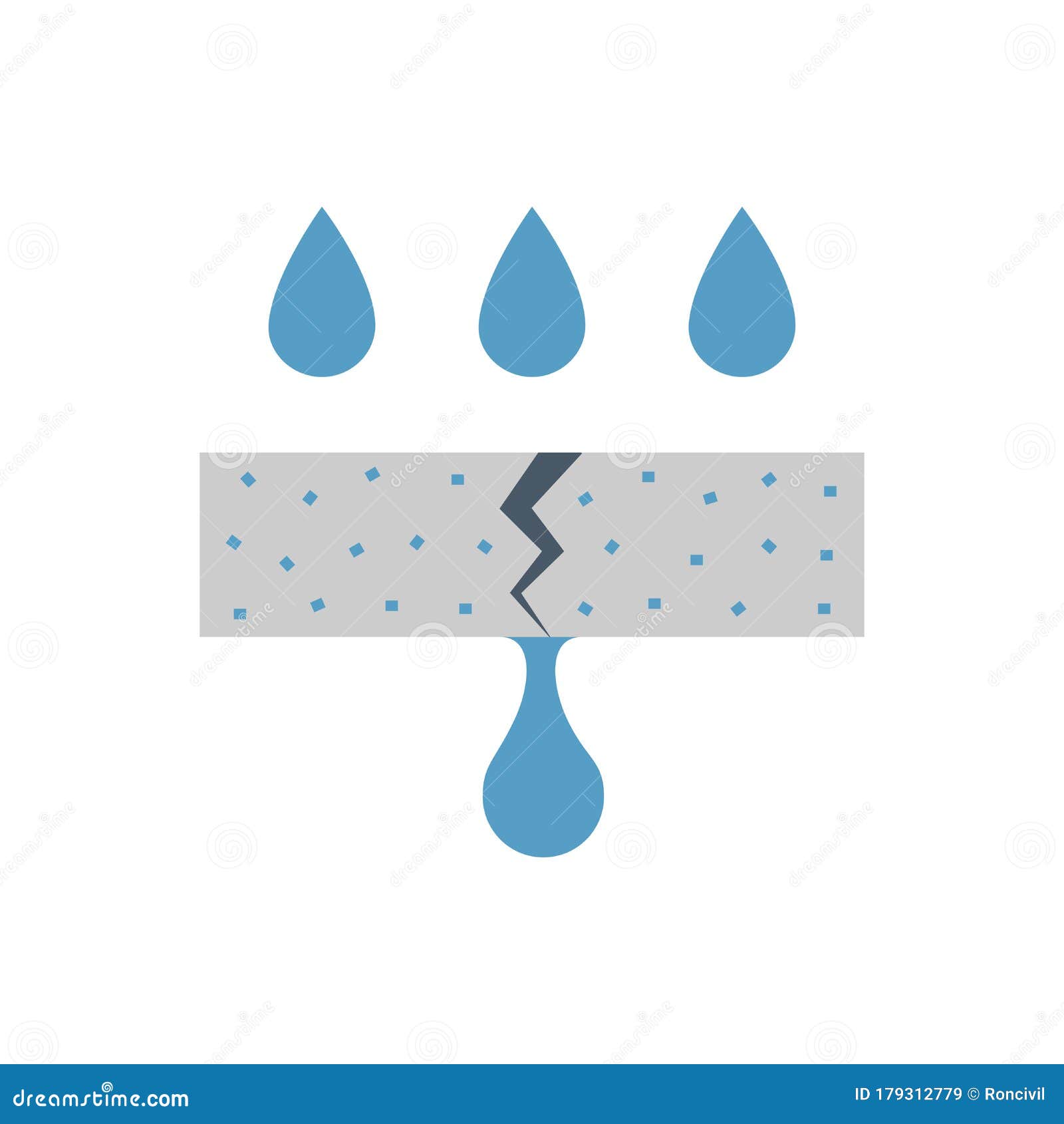 Waterproof water leak icon stock vector. Illustration of icon - 179312779