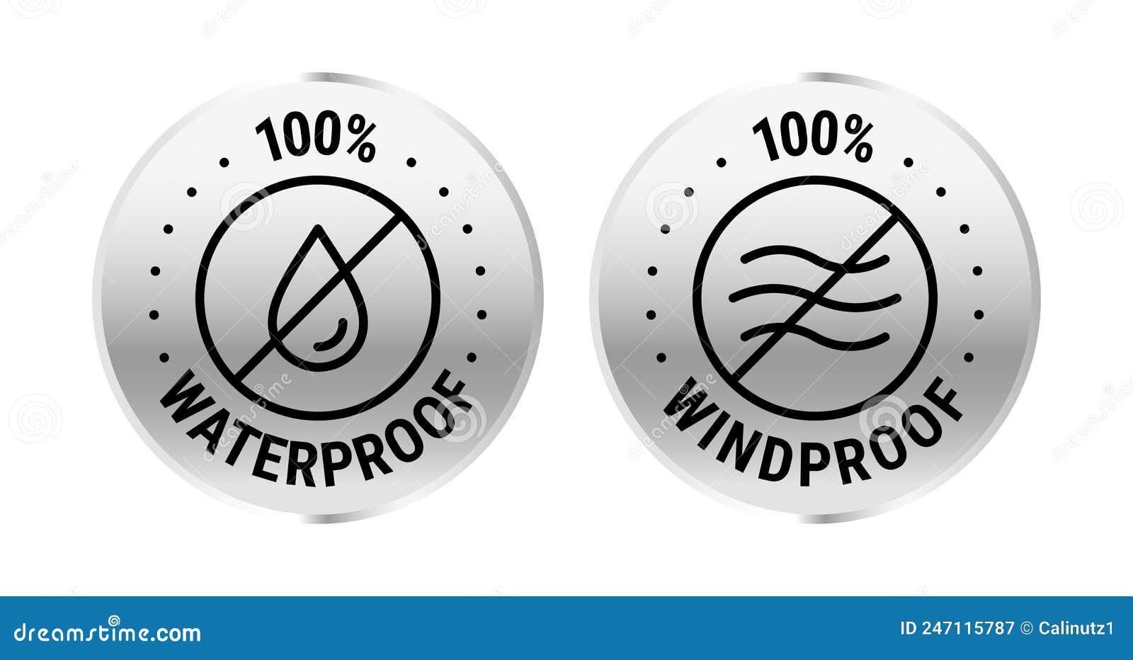 100 Waterproof Windproof Vector Logo Badge Icon Set Stock Vector ...
