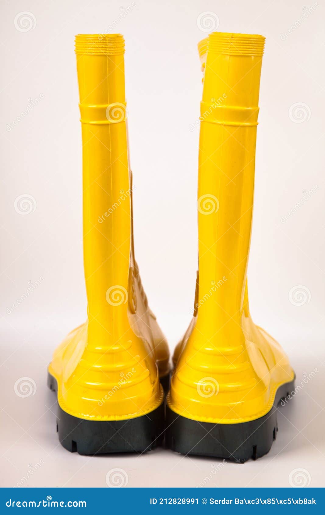 Waterproof Yellow Rubber Boots Isolated on White Background Stock Image ...