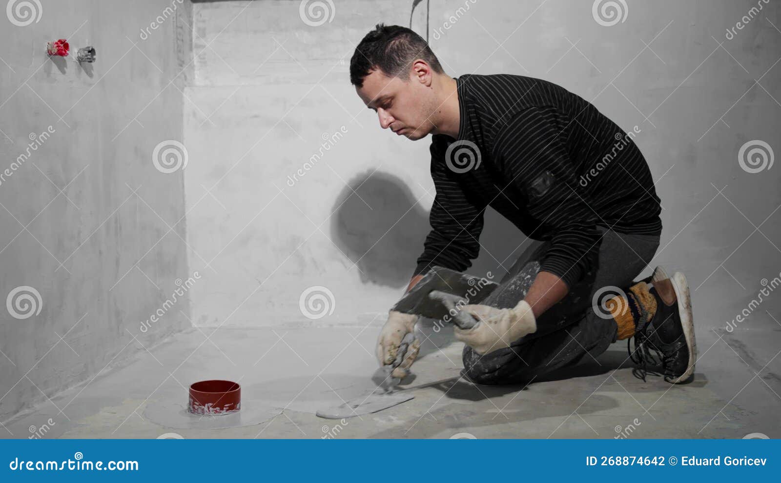 Waterproofing of the Bathroom Floor in a New Building Stock Footage ...