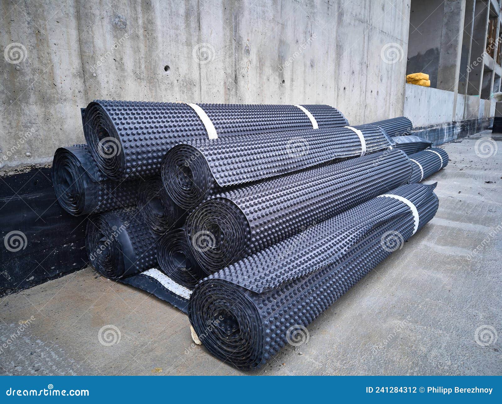 Waterproofing Membrane Stacked at Construction Site Stock Photo - Image ...