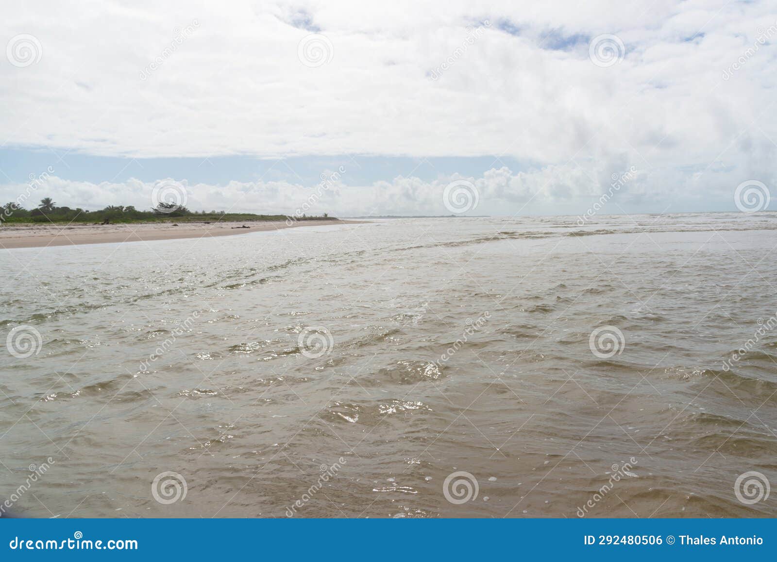 Waters from a River that Flows into the Sea. White Sand on the Beach ...