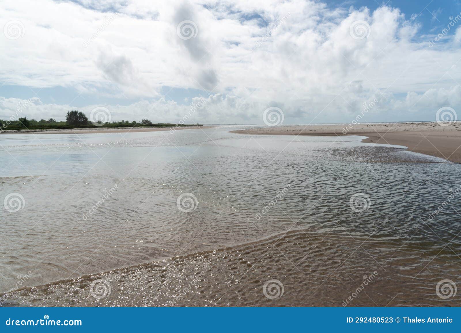 Waters from a River that Flows into the Sea. White Sand on the Beach ...