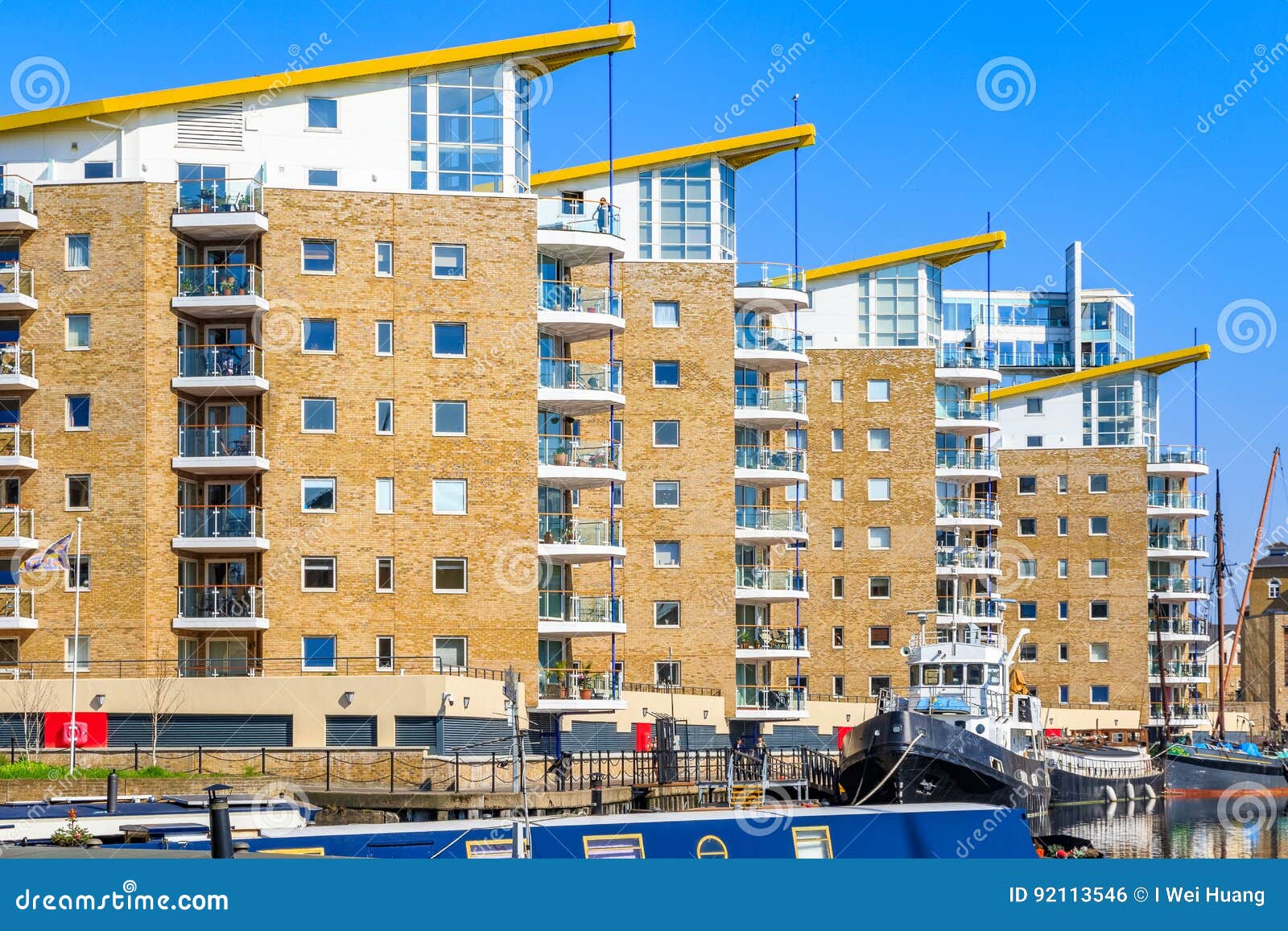 Waterside Apartments at Limehosue Basin Stock Photo - Image of dogs ...
