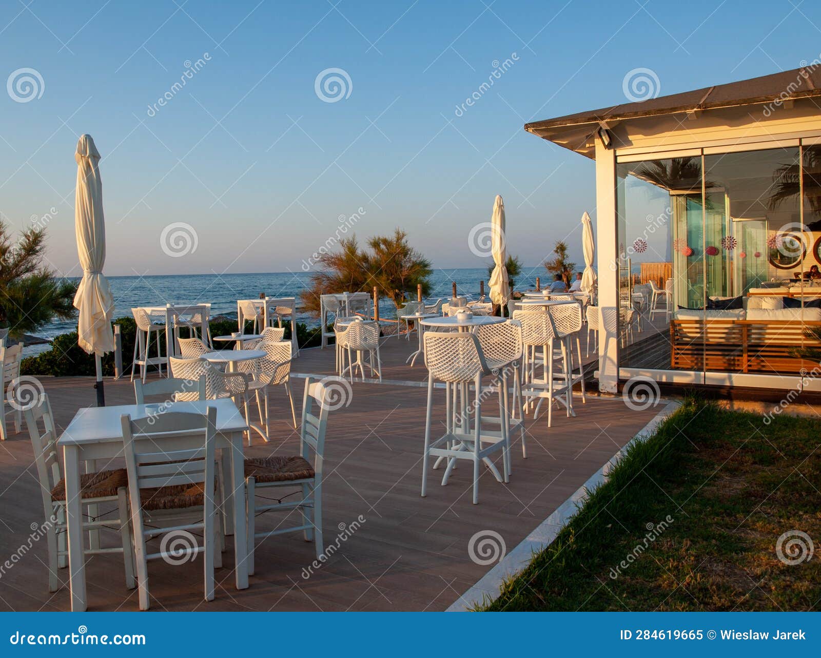 Waterside Cafe in Sunny Day in Rethymnon Crete, Greece Editorial Image ...