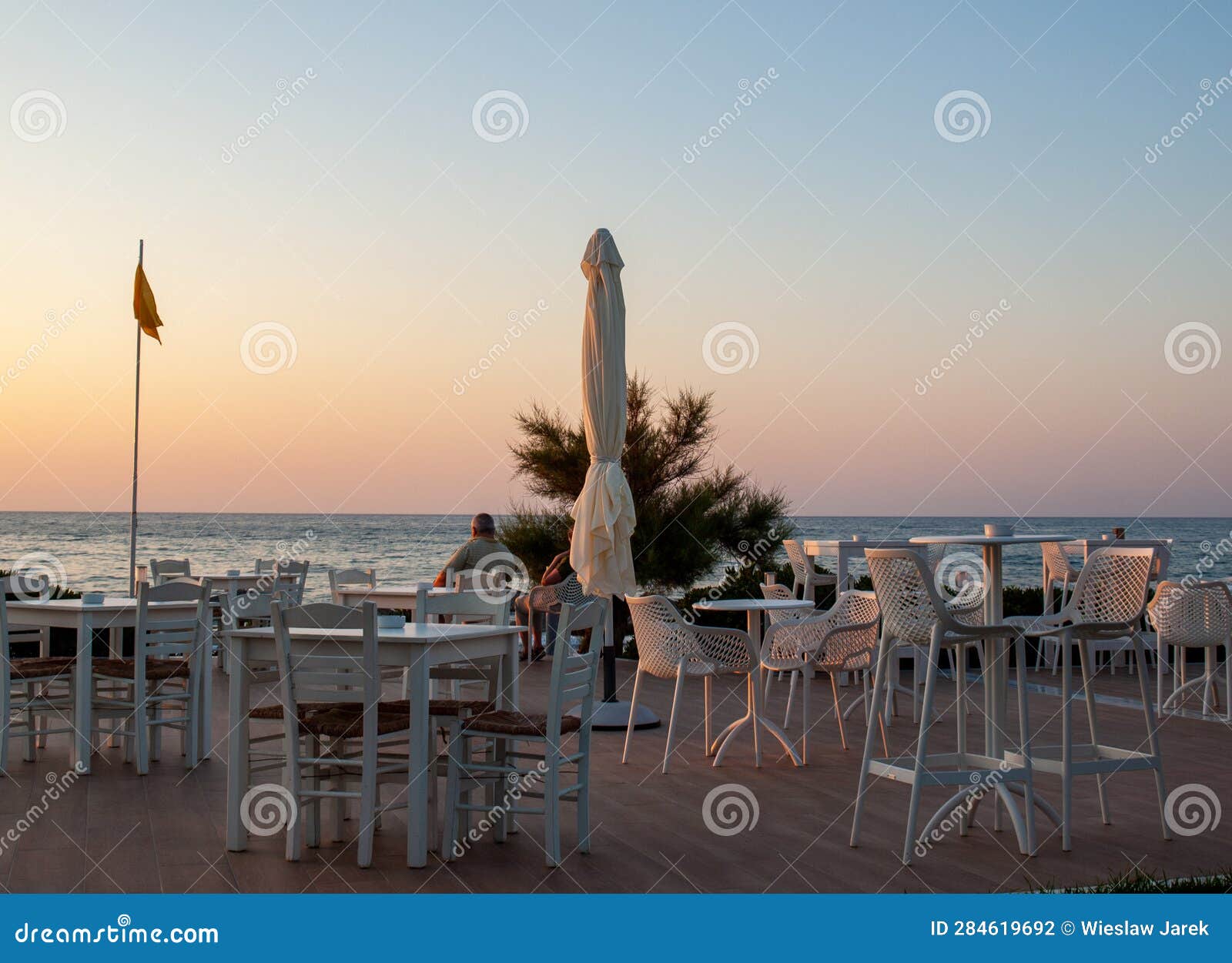 Waterside Cafe in Sunny Day in Rethymnon Crete, Greece Editorial ...