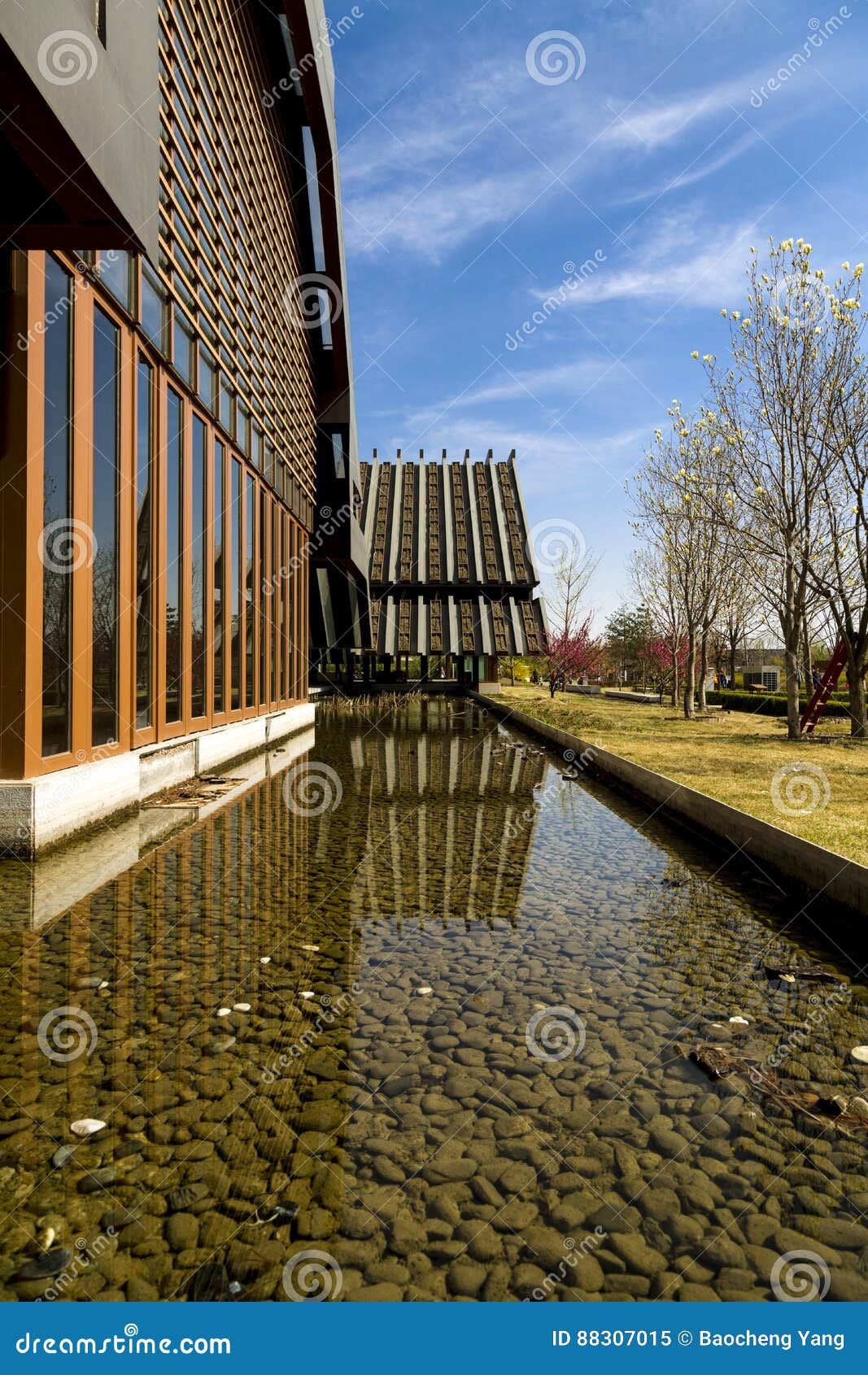 Waterside pavilion stock image. Image of waterside, flowers - 88307015