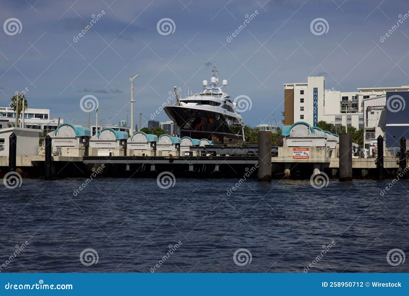 Waterside View of an Intercostal Yachting Ship Yard Under the Blue Sky ...