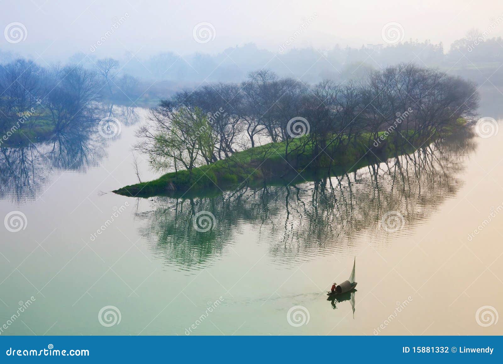 Waterside village stock photo. Image of green, moon, panoramic - 15881332