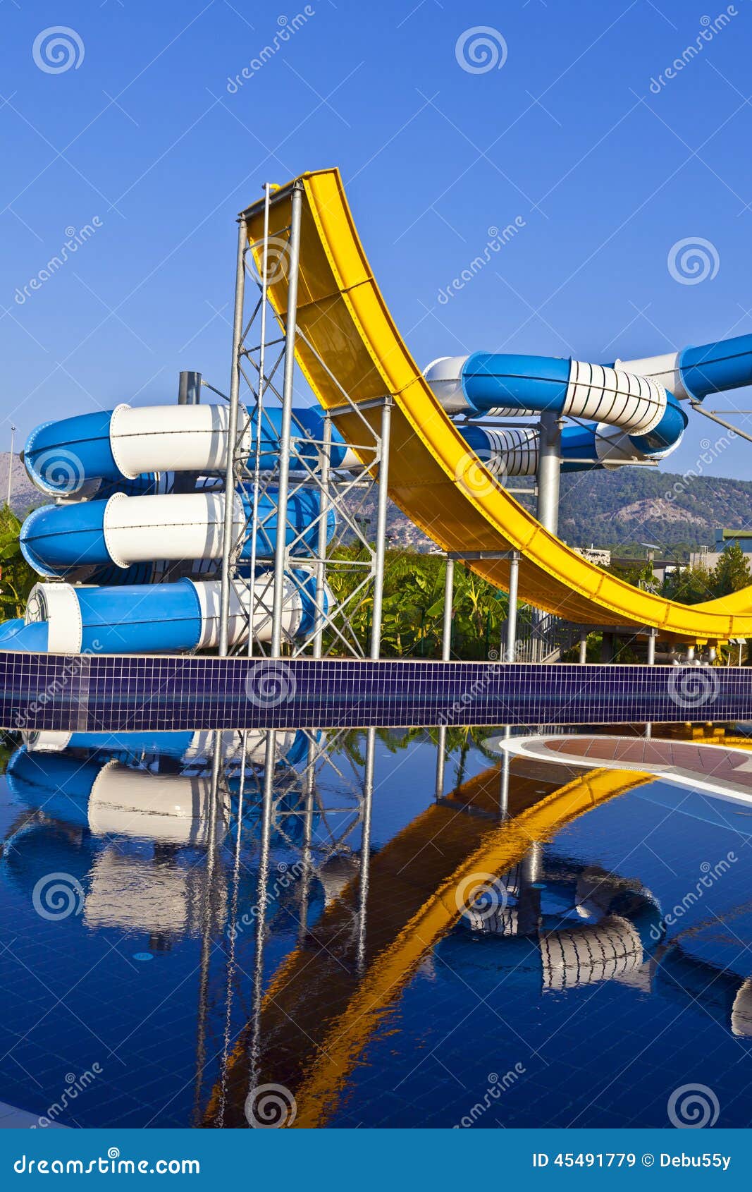 Waterslide. stock image. Image of happy, vacation, blue - 45491779
