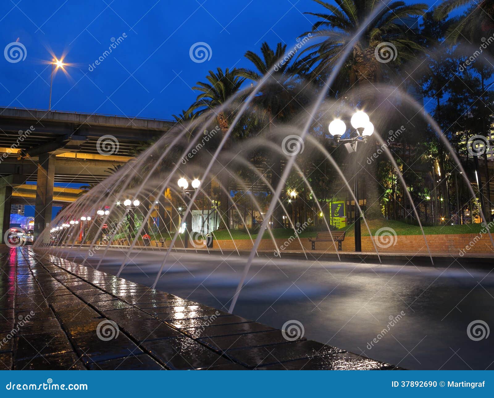 Waterspout Fountain Passage Blur by Night Editorial Image - Image of ...