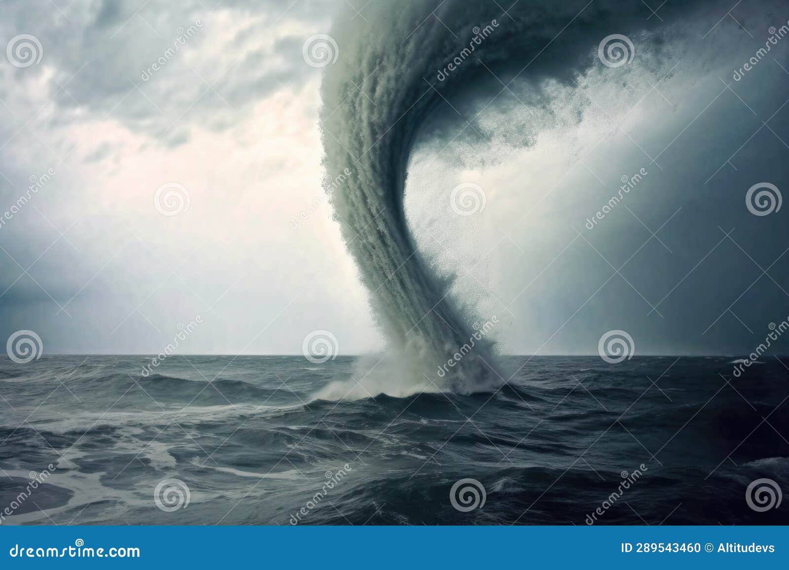 Waterspout Spiraling Upwards from the Ocean Surface Stock Photo - Image ...