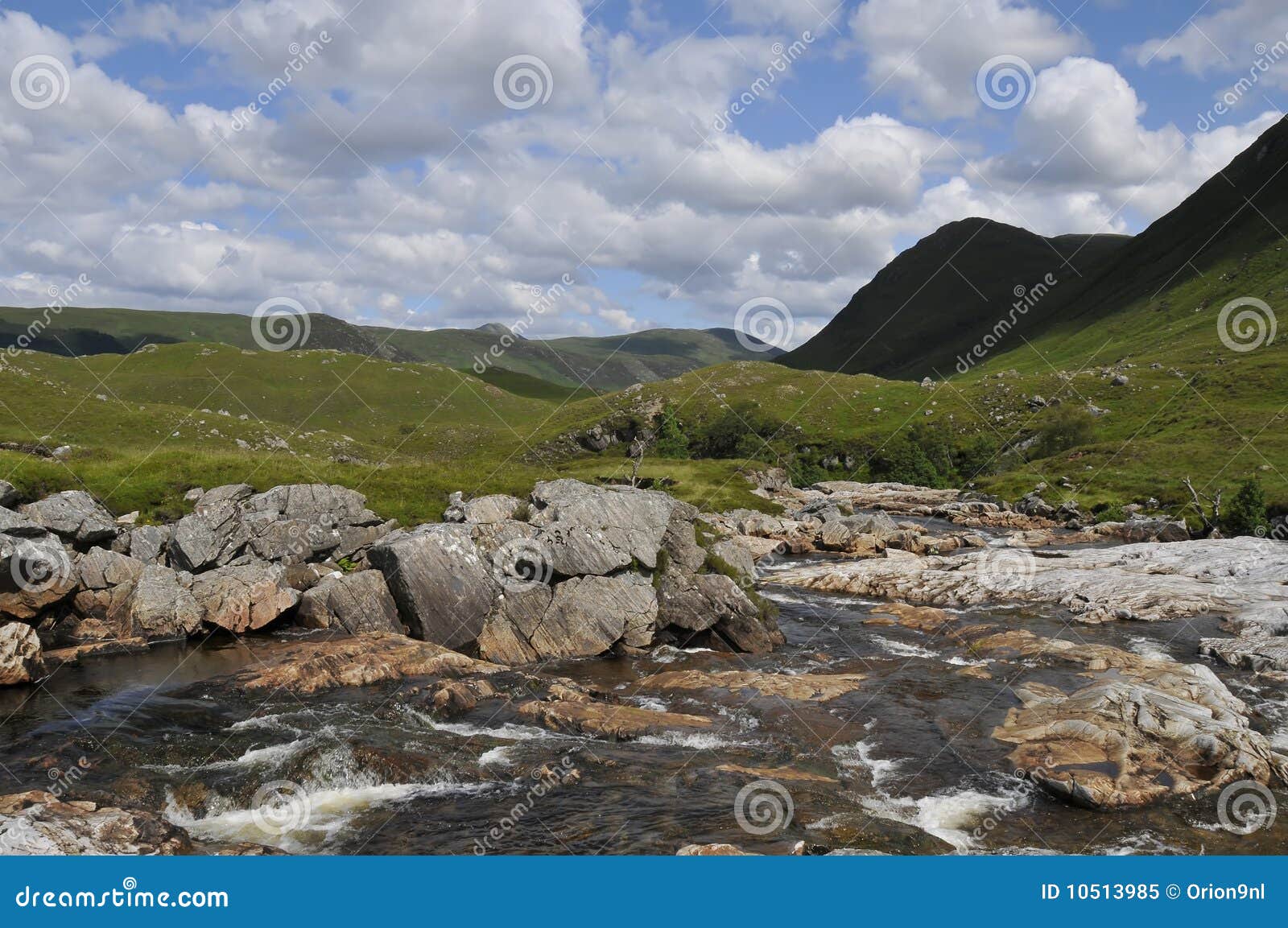 Waterstream Landscape Scotland Stock Image - Image of grass, green ...