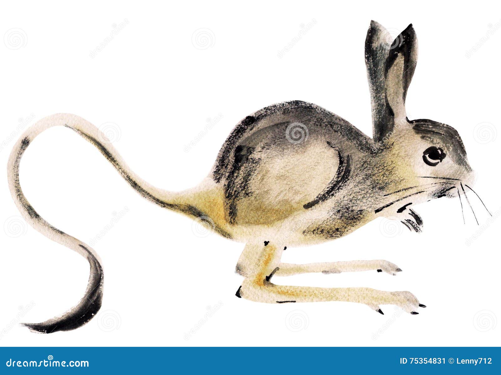 Waterverfillustratie Van Springmuis Stock Illustratie - Illustration of ...