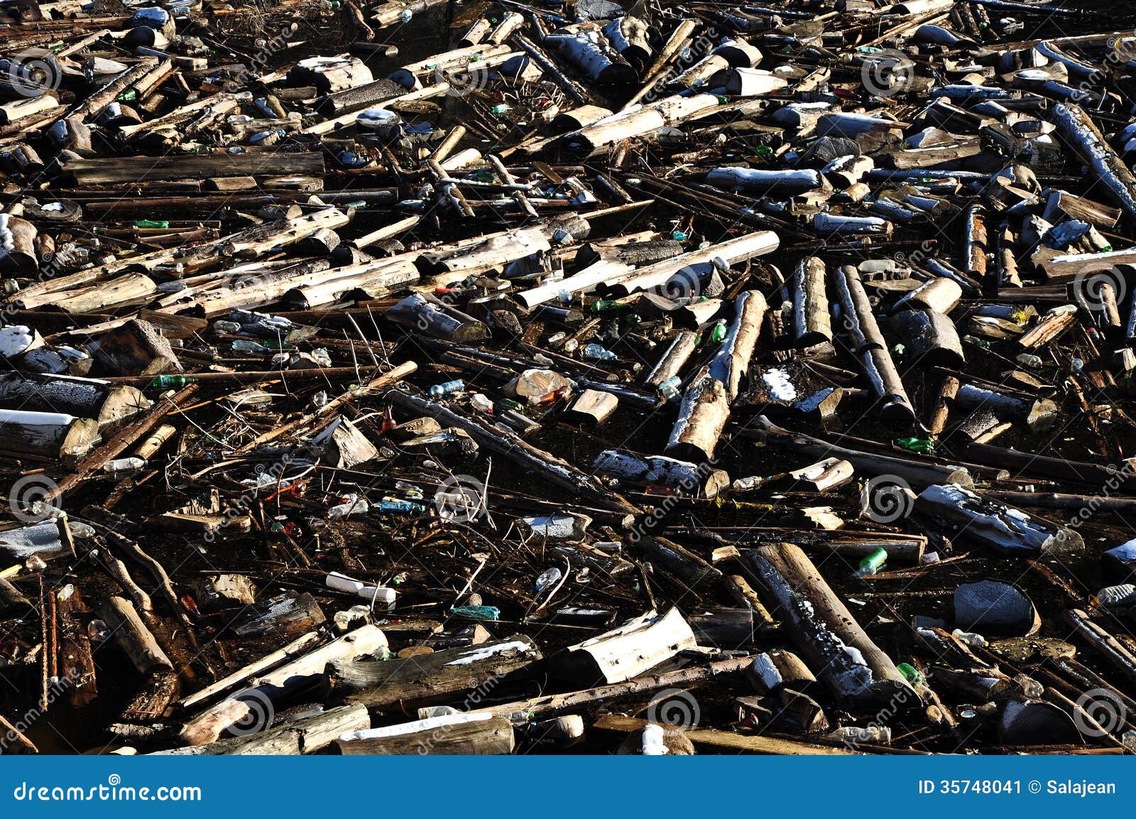 Watervervuiling in Een Meer Met Huisvuil Stock Afbeelding - Image of ...