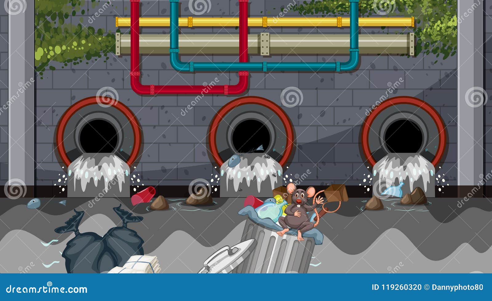 Watervervuiling Van Stadsafvoerkanaal Vector Illustratie - Illustration ...