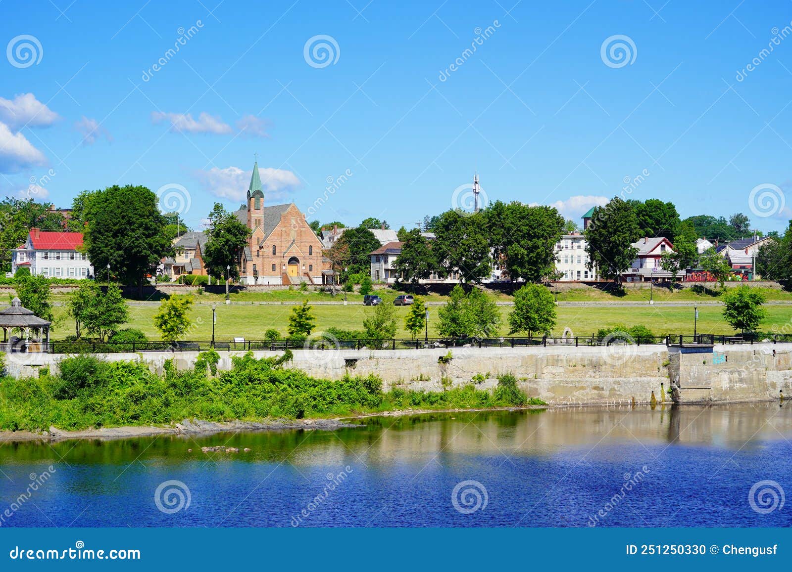Waterville City, and Kennebec River Stock Photo - Image of learning ...