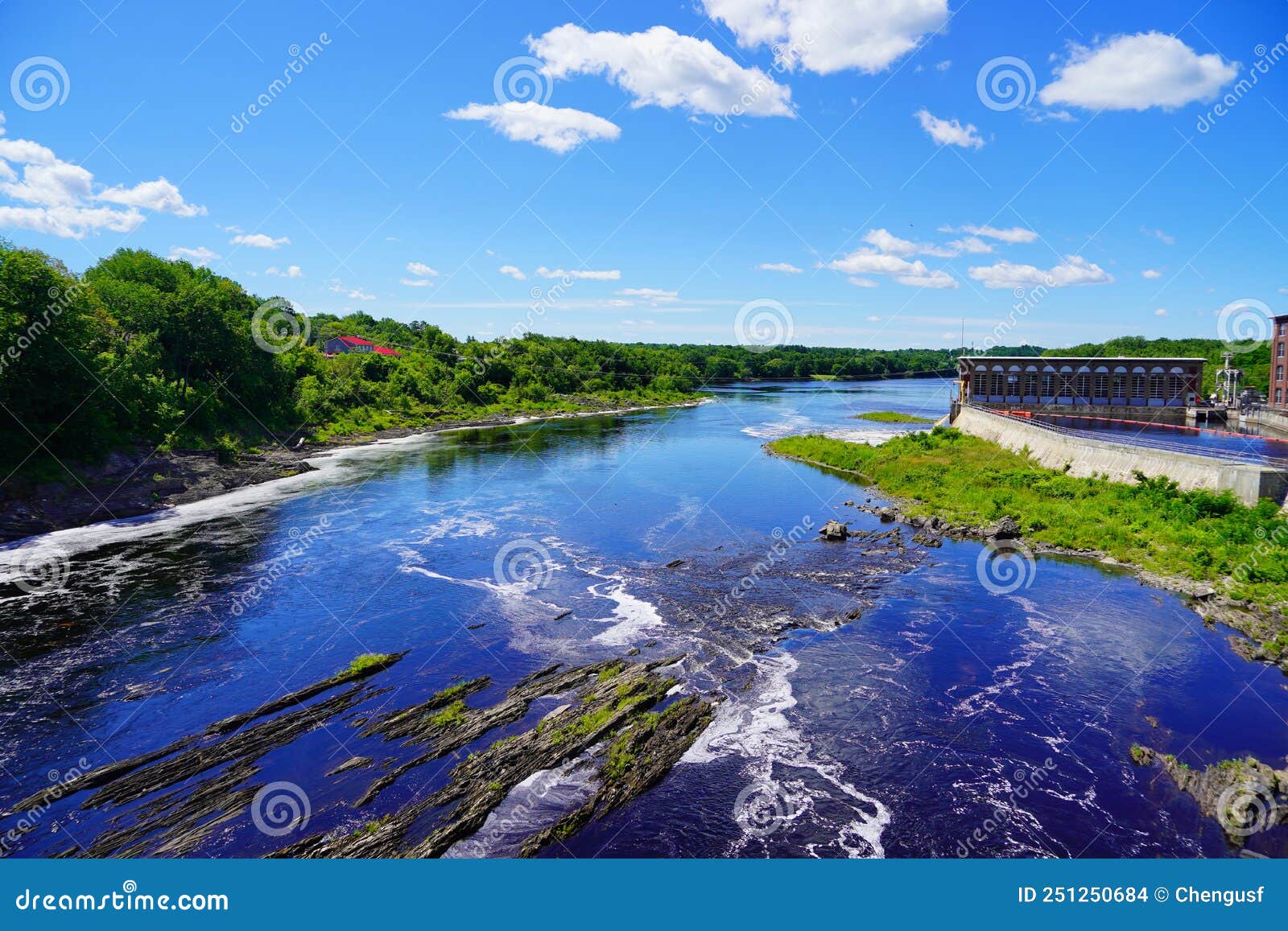 Waterville City, and Kennebec River Stock Photo - Image of county ...