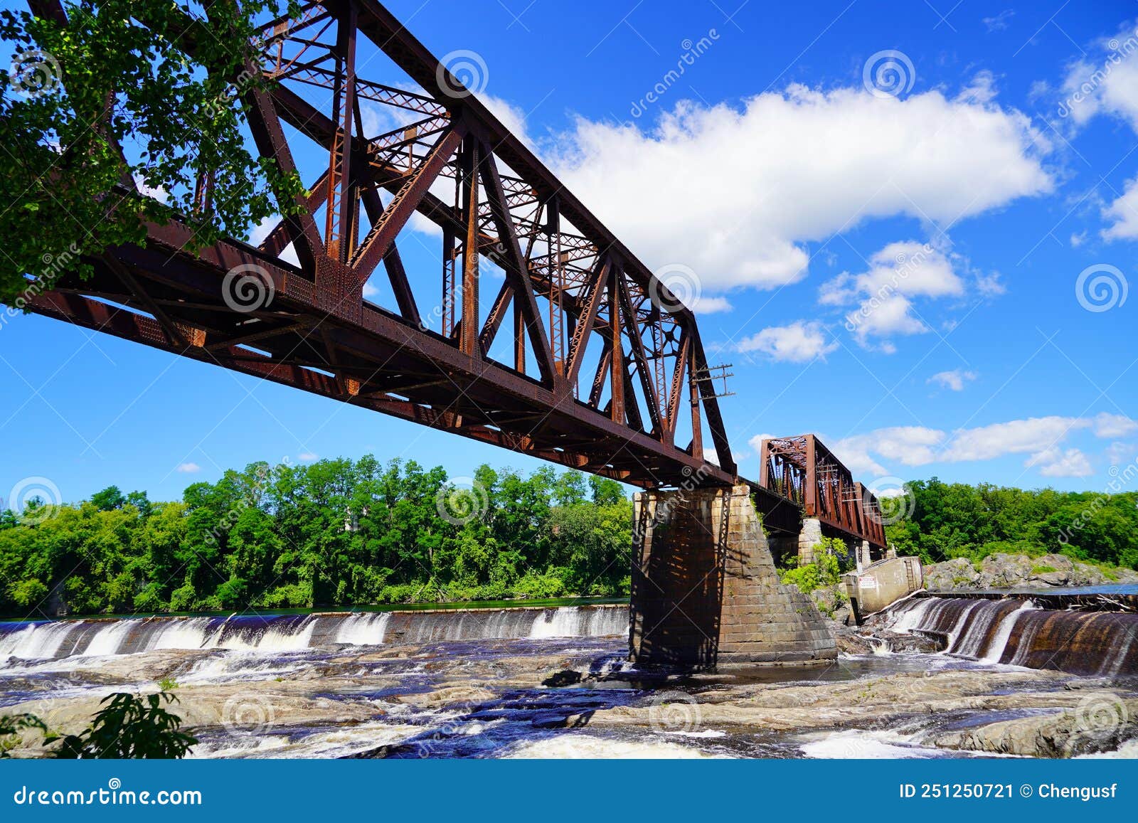 Waterville City, and Kennebec River Stock Image - Image of river ...