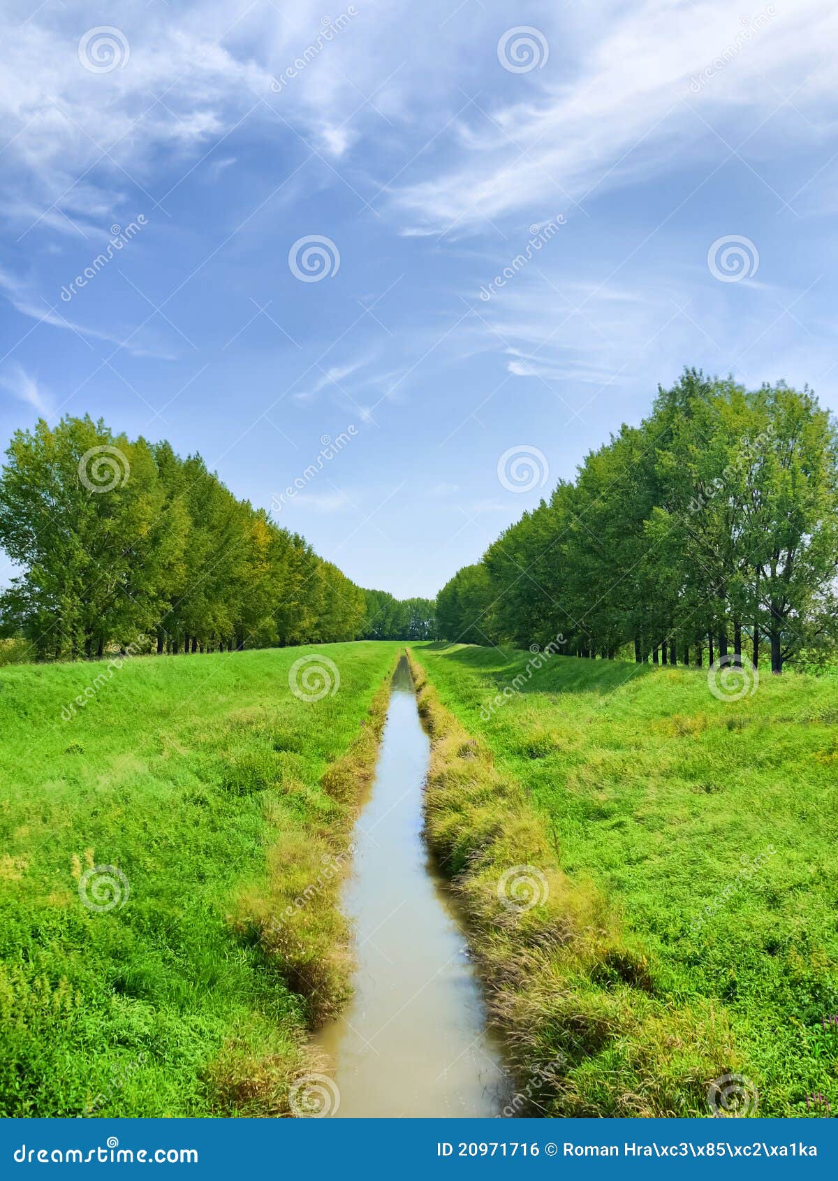 Waterway stock photo. Image of countryside, poplar, marsh - 20971716
