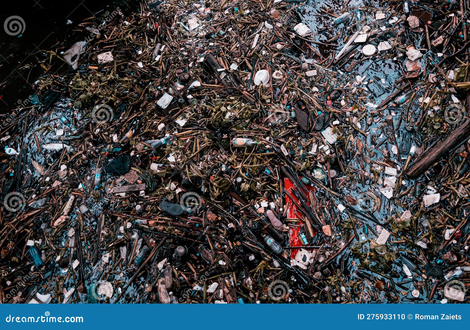 Waterway Clogged with Plastic Pollution and Other Garbage Stock Photo ...