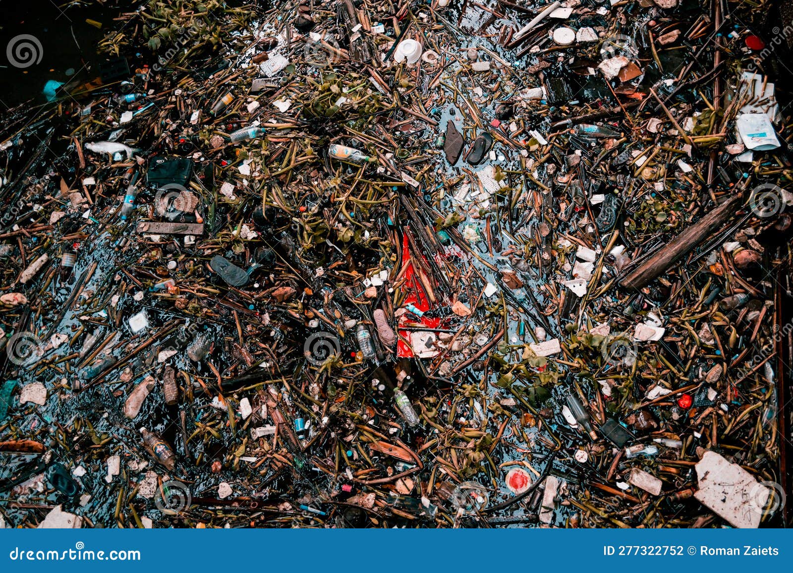 Waterway Clogged with Plastic Pollution and Other Garbage Stock Photo ...