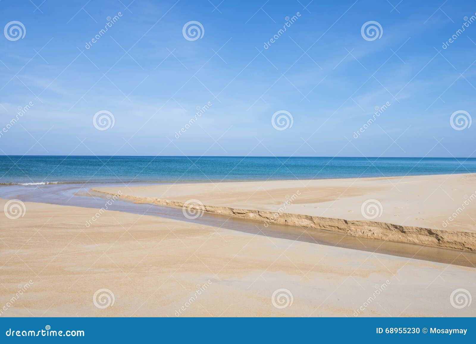 Waterway Flowing through the Sand on Beach Stock Photo - Image of ...