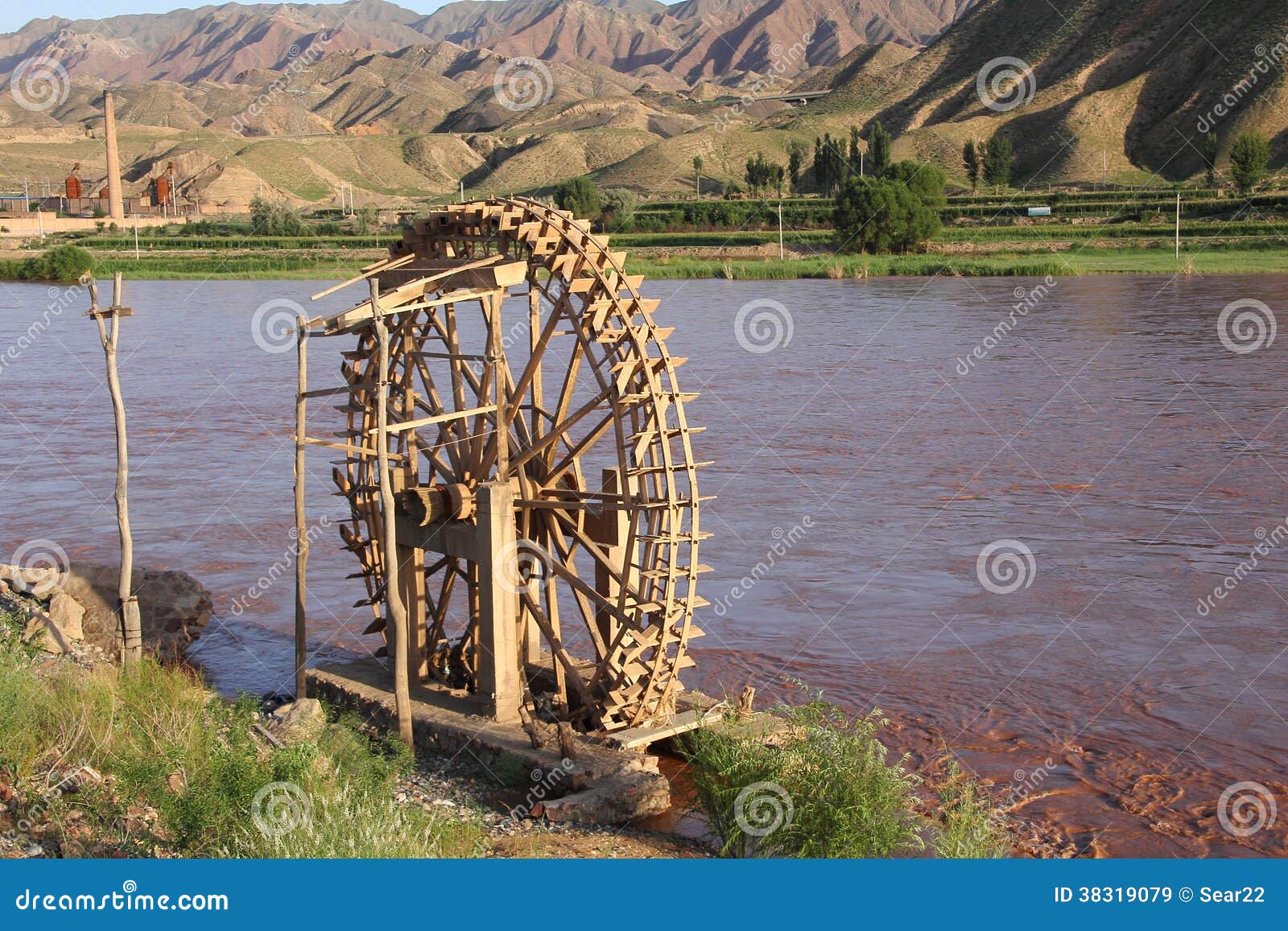 Waterwheel on the Yellowriver Stock Image - Image of yellow, river ...