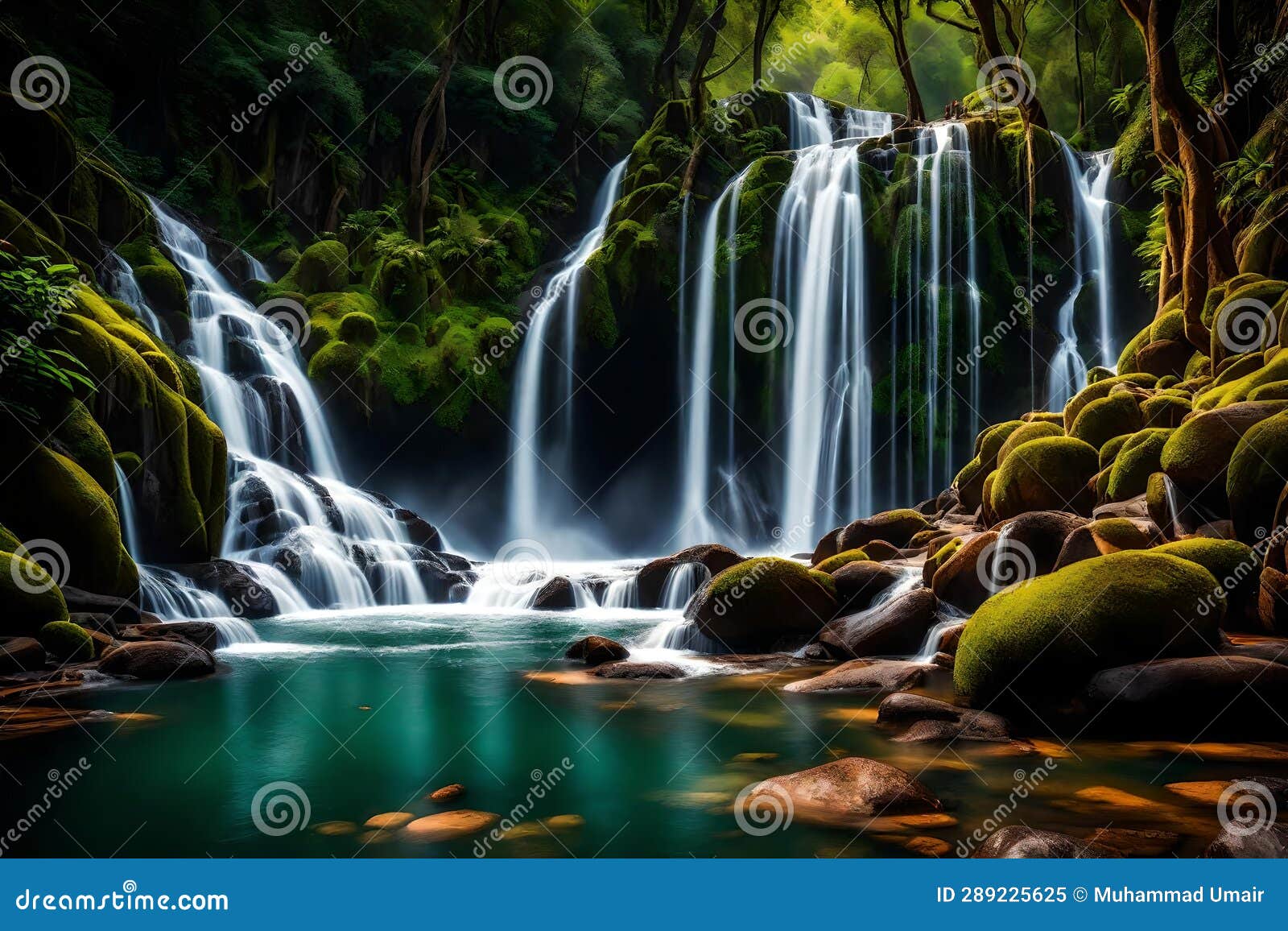WATRFALL in FOREST GENERATED by AI TOOL Stock Illustration ...