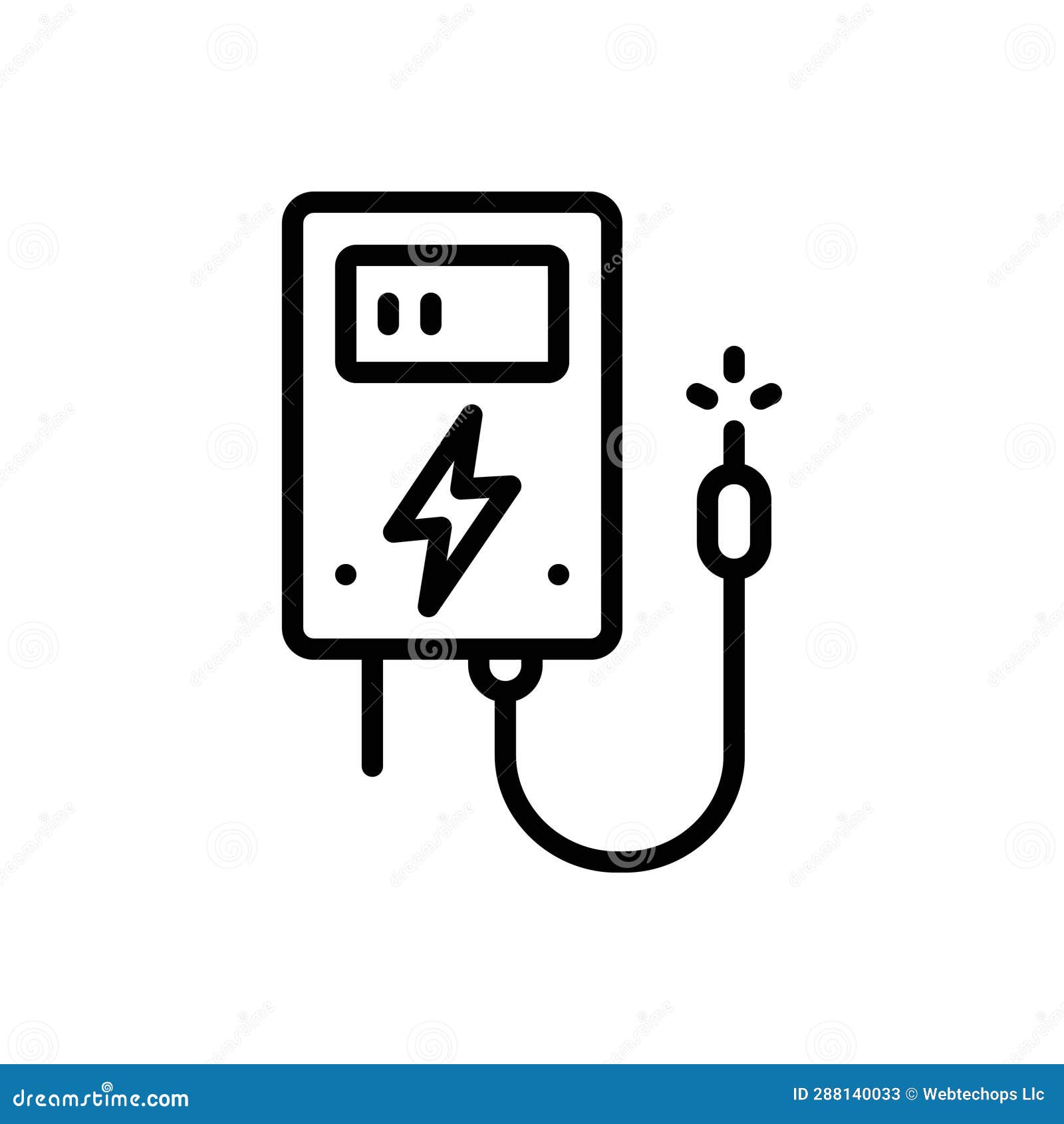 Black Line Icon for Watt, Battery and Electricity Stock Illustration ...
