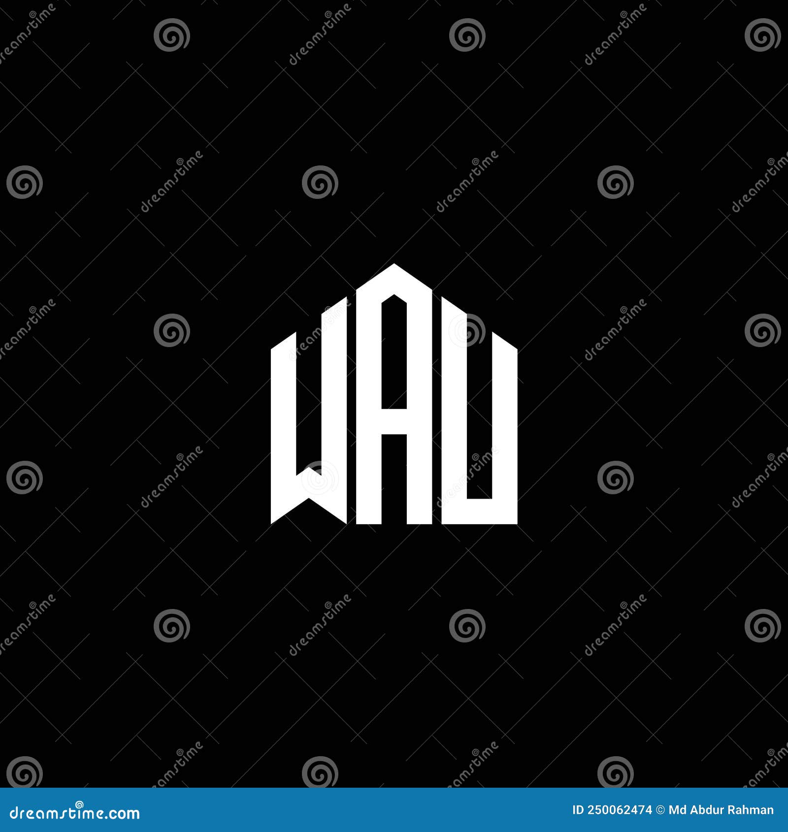 WAU Letter Logo Design On BLACK Background. WAU Creative Initials ...