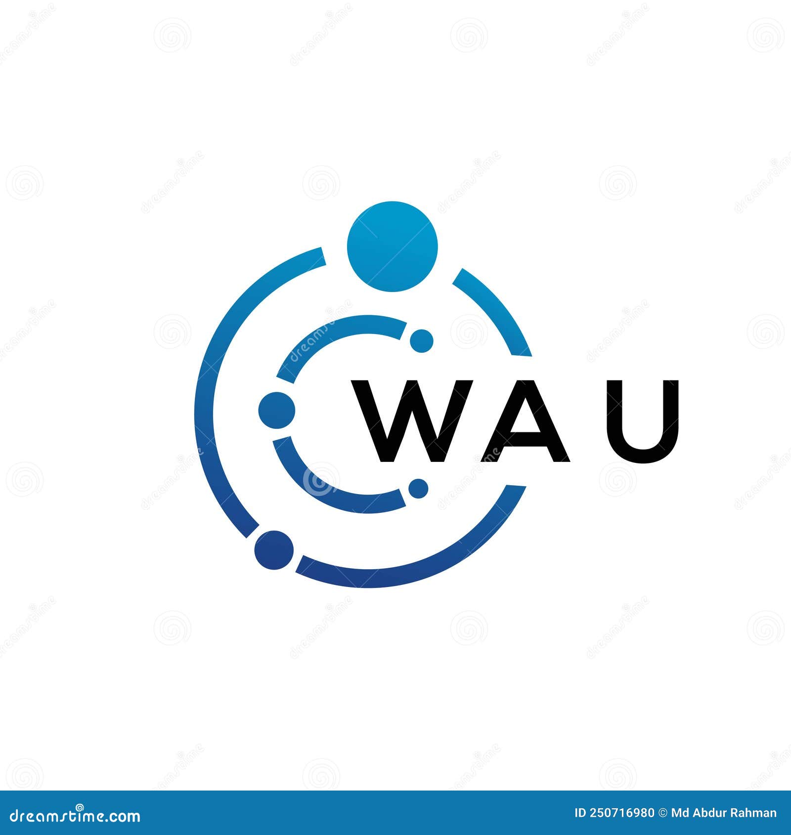 WAU Letter Technology Logo Design on White Background. WAU Creative ...