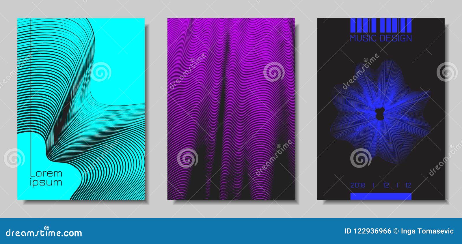 Wave Cover Design Templates Set. Stock Vector - Illustration of blend ...
