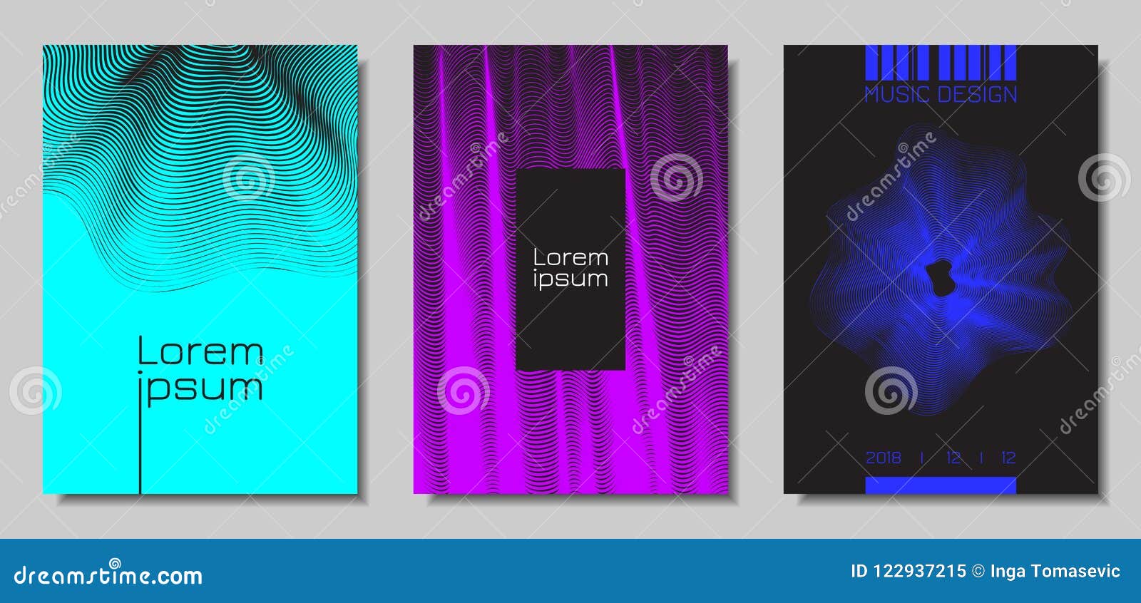 Wave Cover Design Templates Set. Stock Vector - Illustration of ...