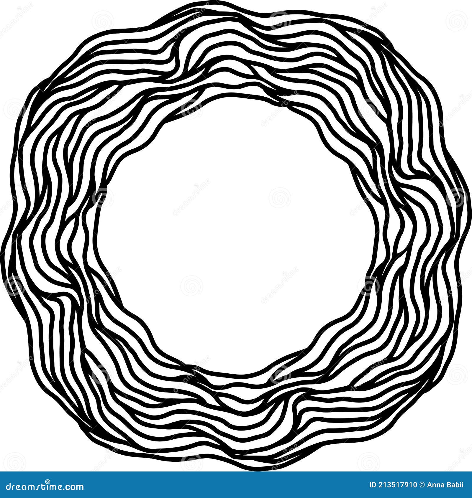 Wave Abstract Ornate Simple Frame. Vector Black and White Illustration ...