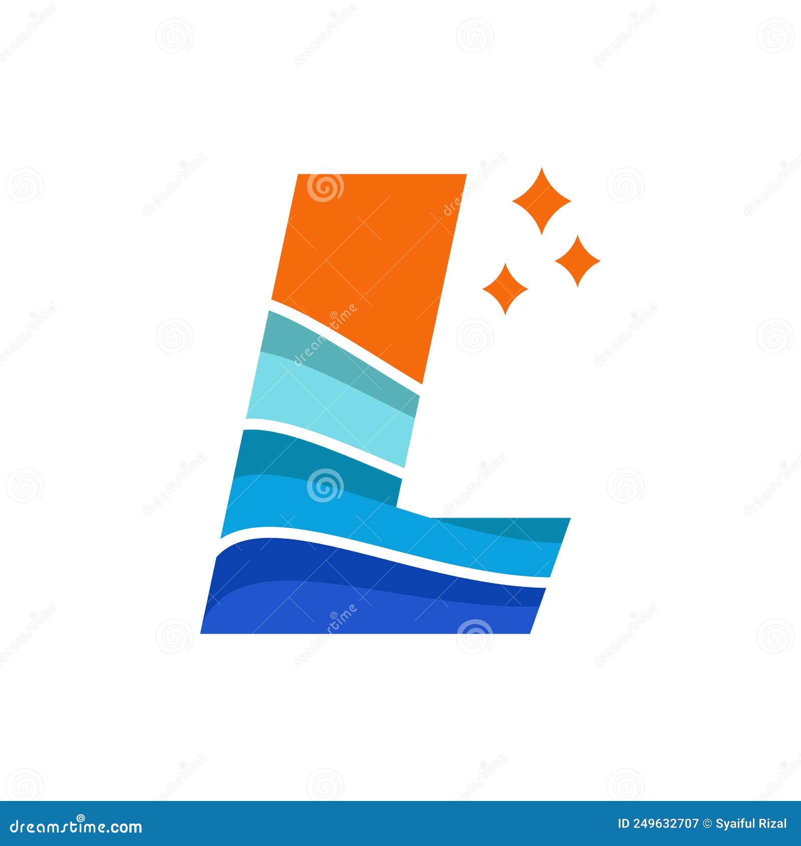 L Star Logo Combined with Waves Stock Illustration - Illustration of ...