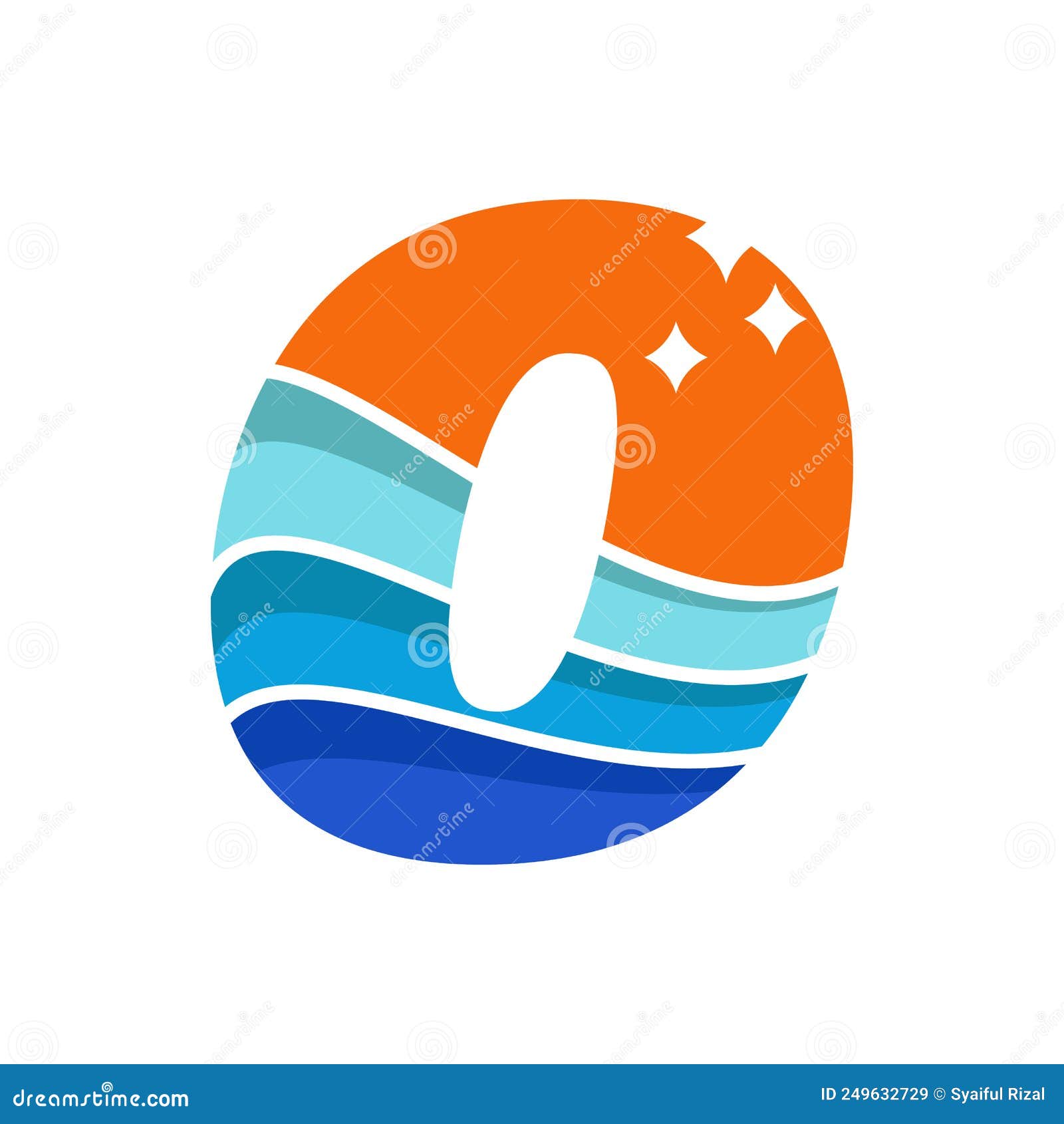 O Star Logo Combined with Waves Stock Illustration - Illustration of ...