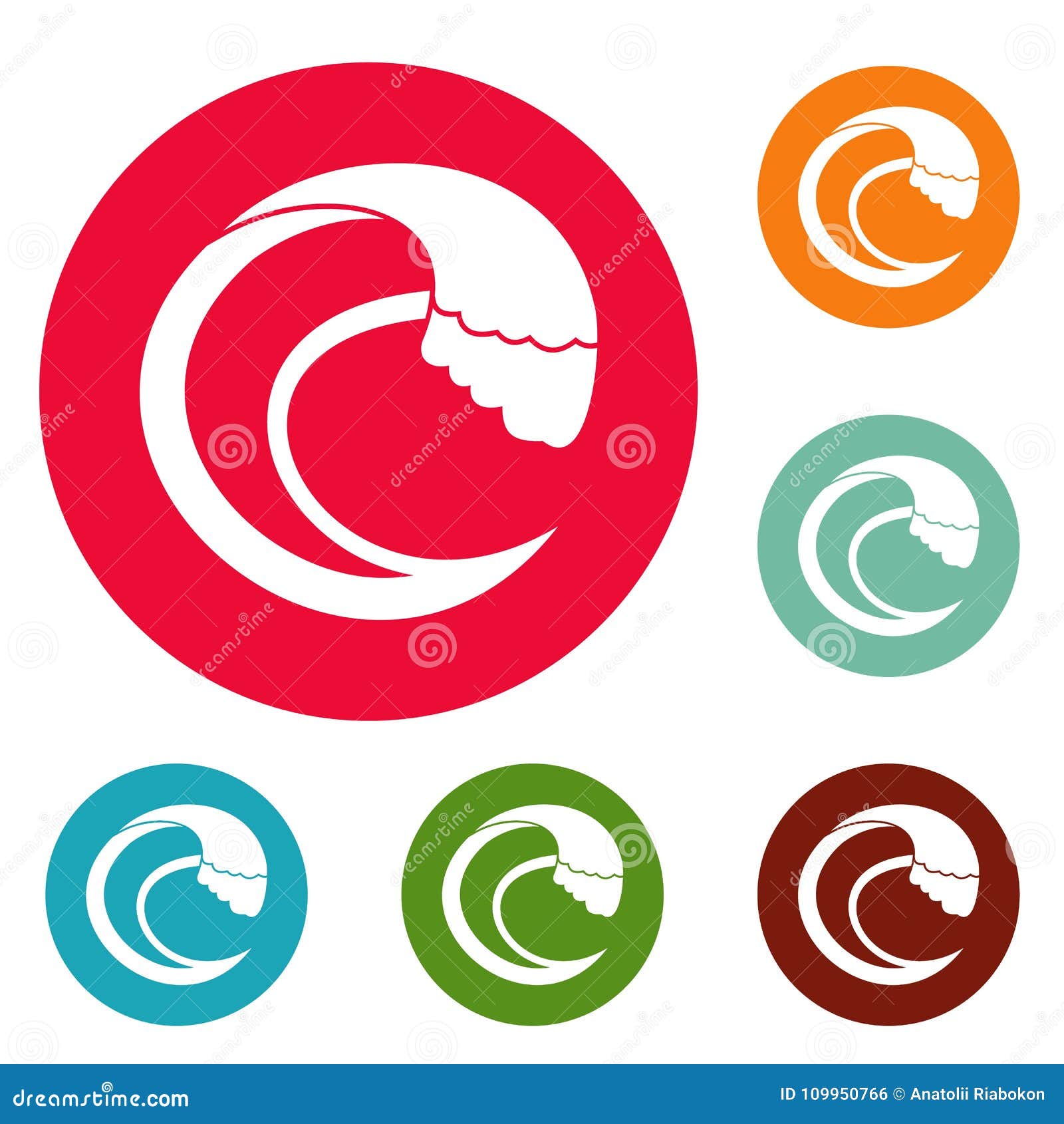 Wave Aqua Icons Circle Set Vector Stock Vector - Illustration of object ...