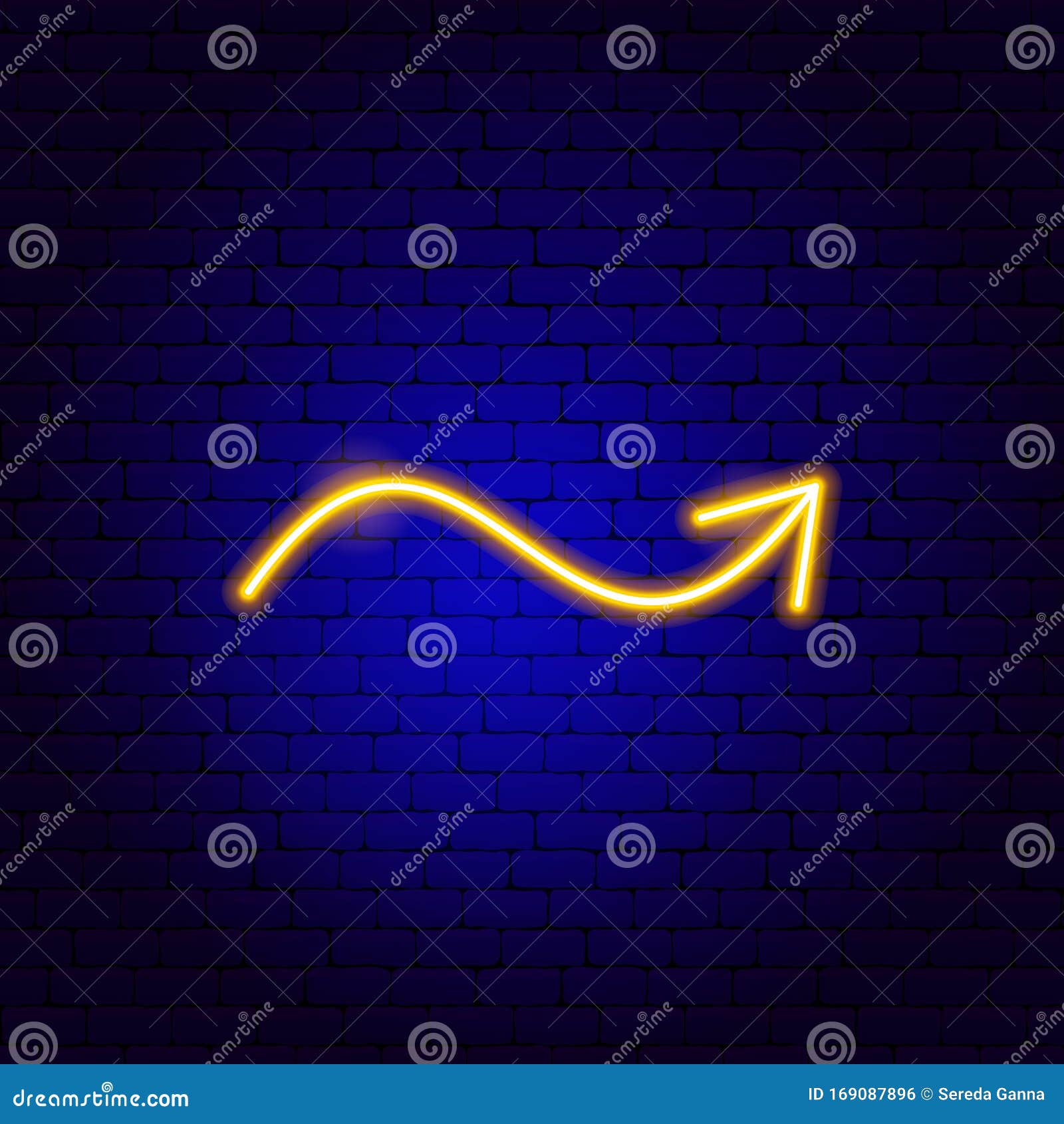 Wave Arrow Neon Sign stock vector. Illustration of arrow - 169087896