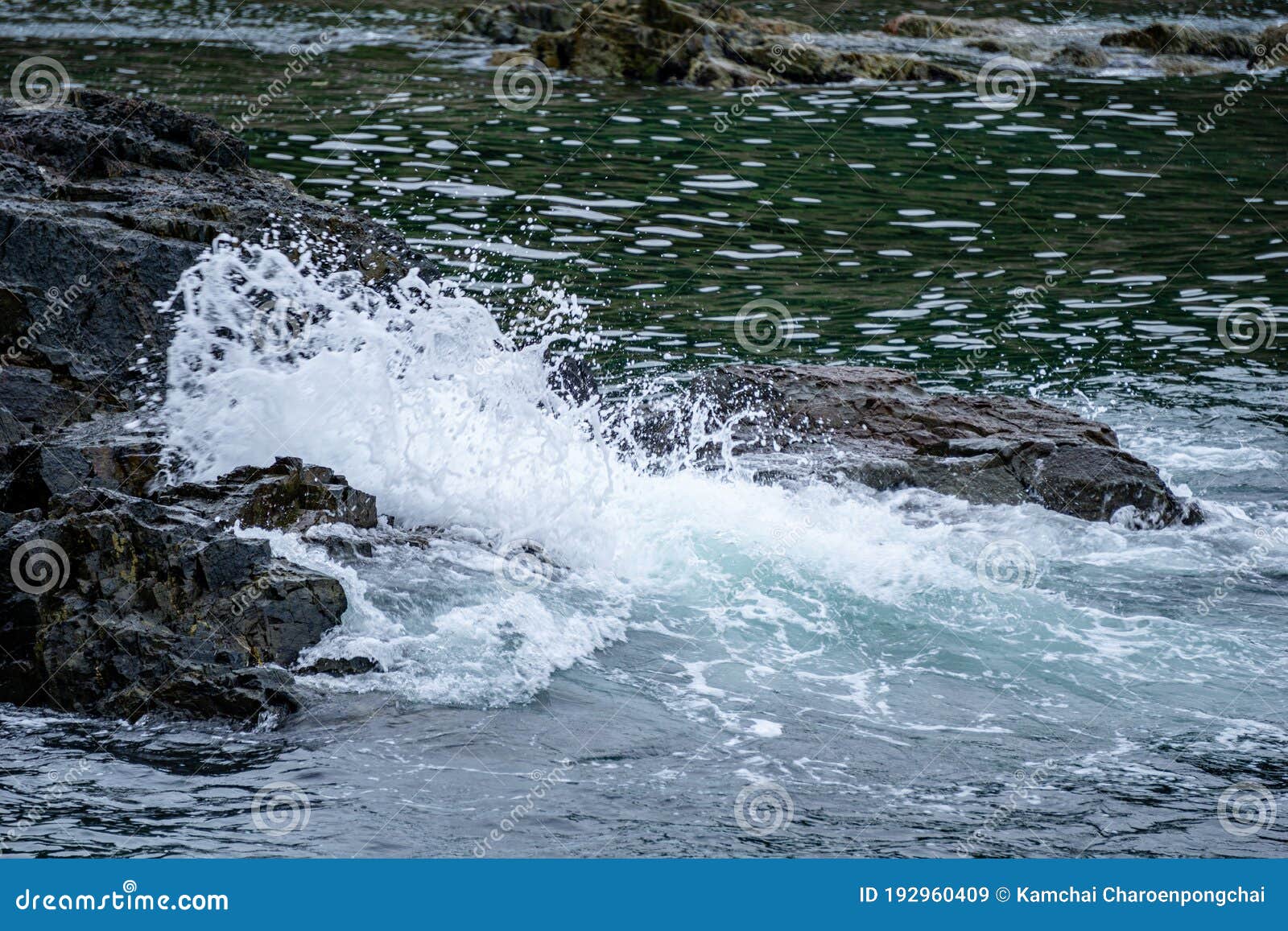 Wave Attack the Rocky Shore Created from Geometry Shaped Sedimentary ...