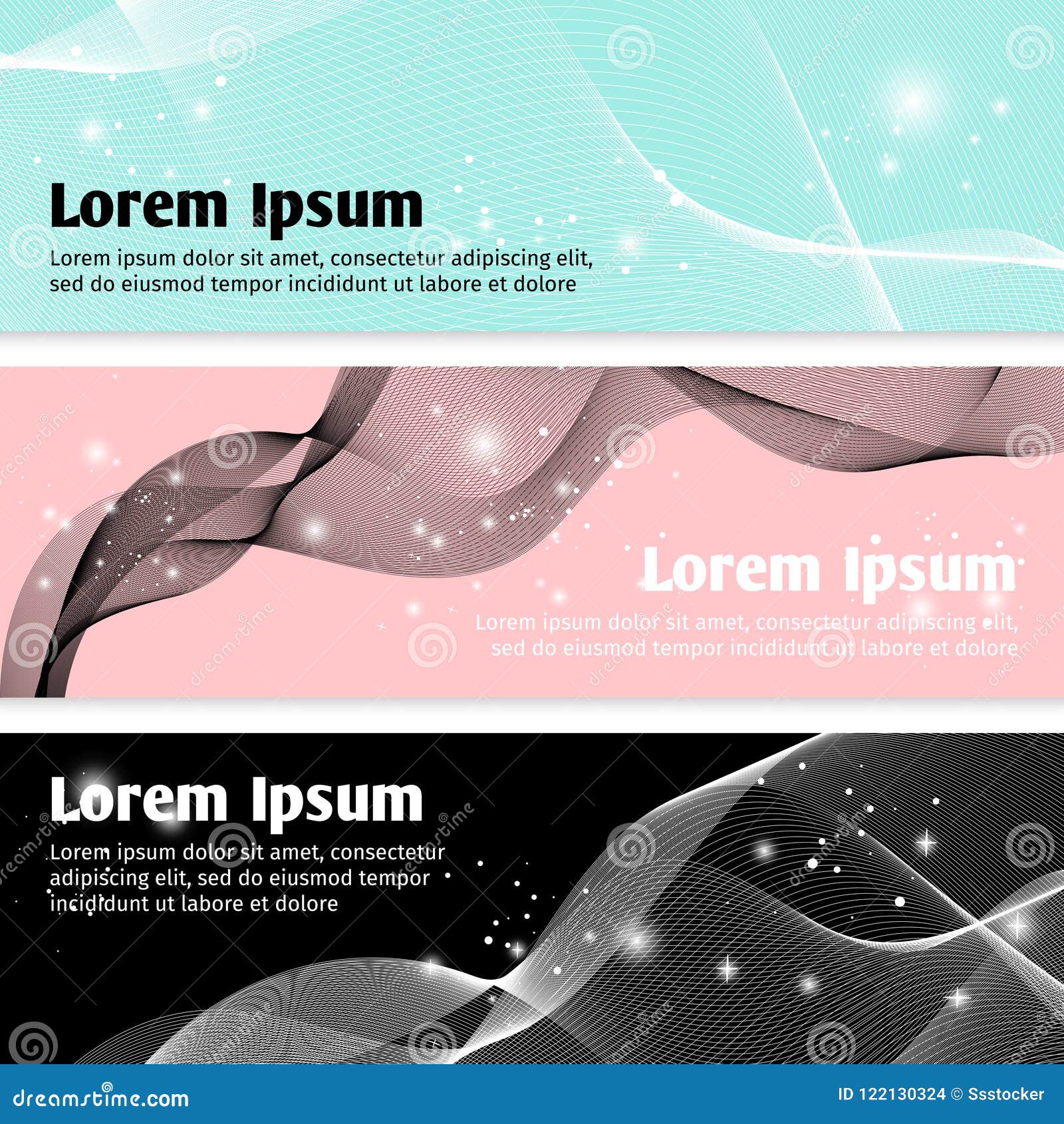 Linear curve waves banners stock vector. Illustration of colorful ...